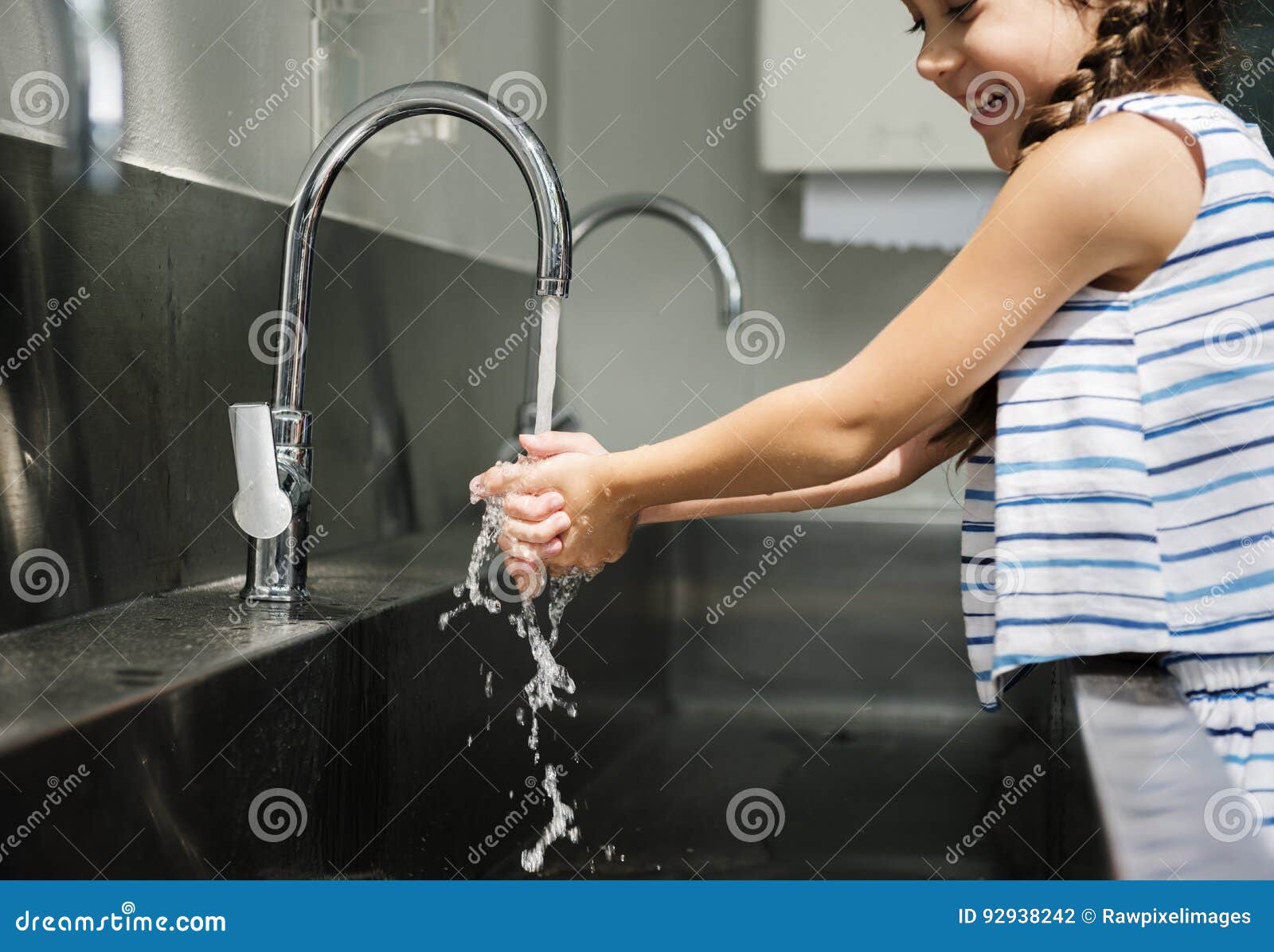 Young Girl Washing Hands with Water Stock Photo - Image of pipes ...
