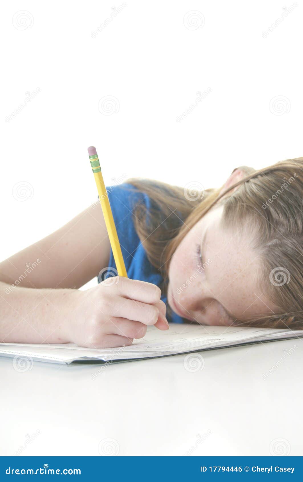 Young Girl Working on Homework Stock Photo - Image of exam, attention ...