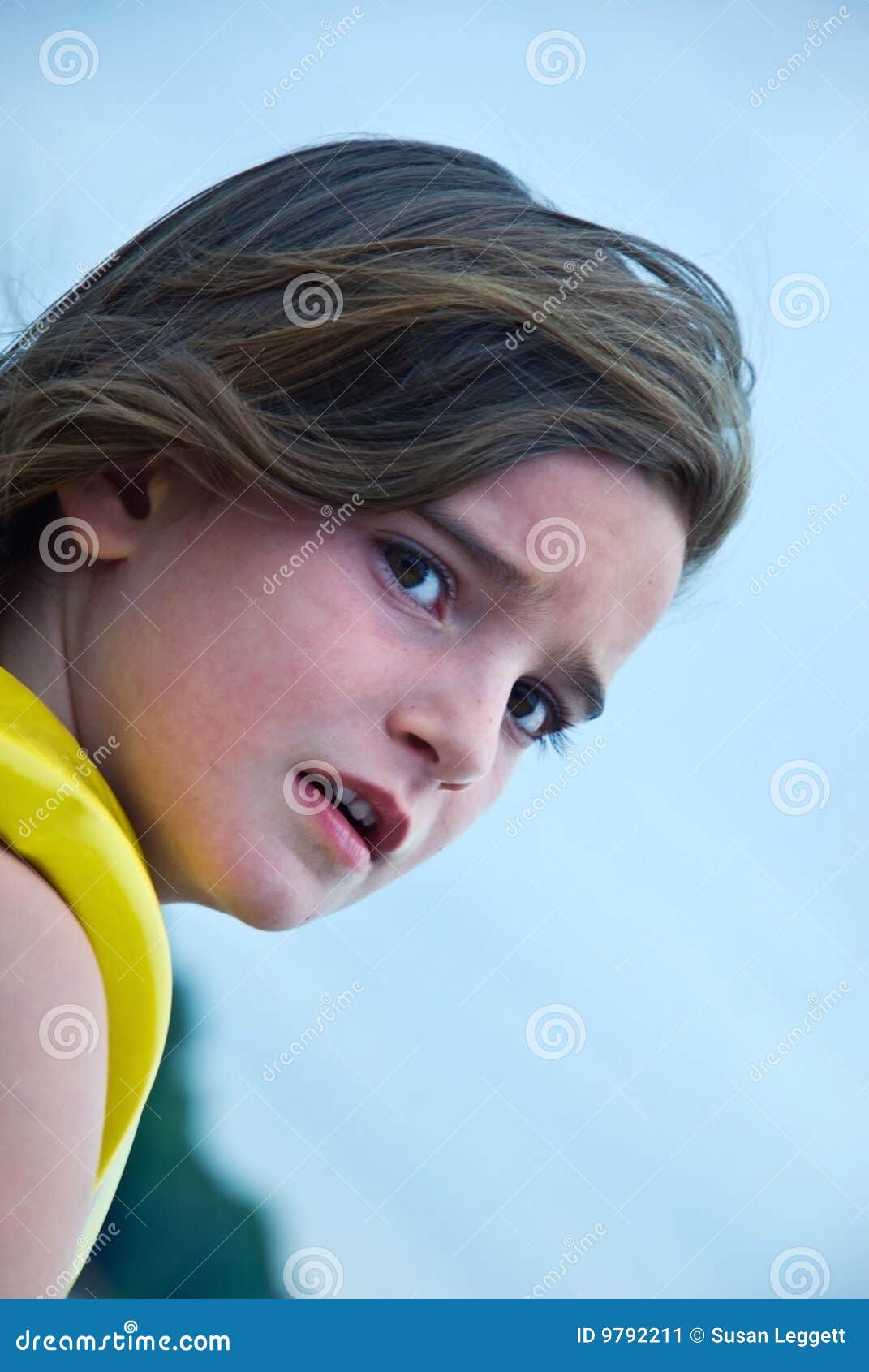Young Girl Worried Expression Stock Image - Image of beautiful, looking ...