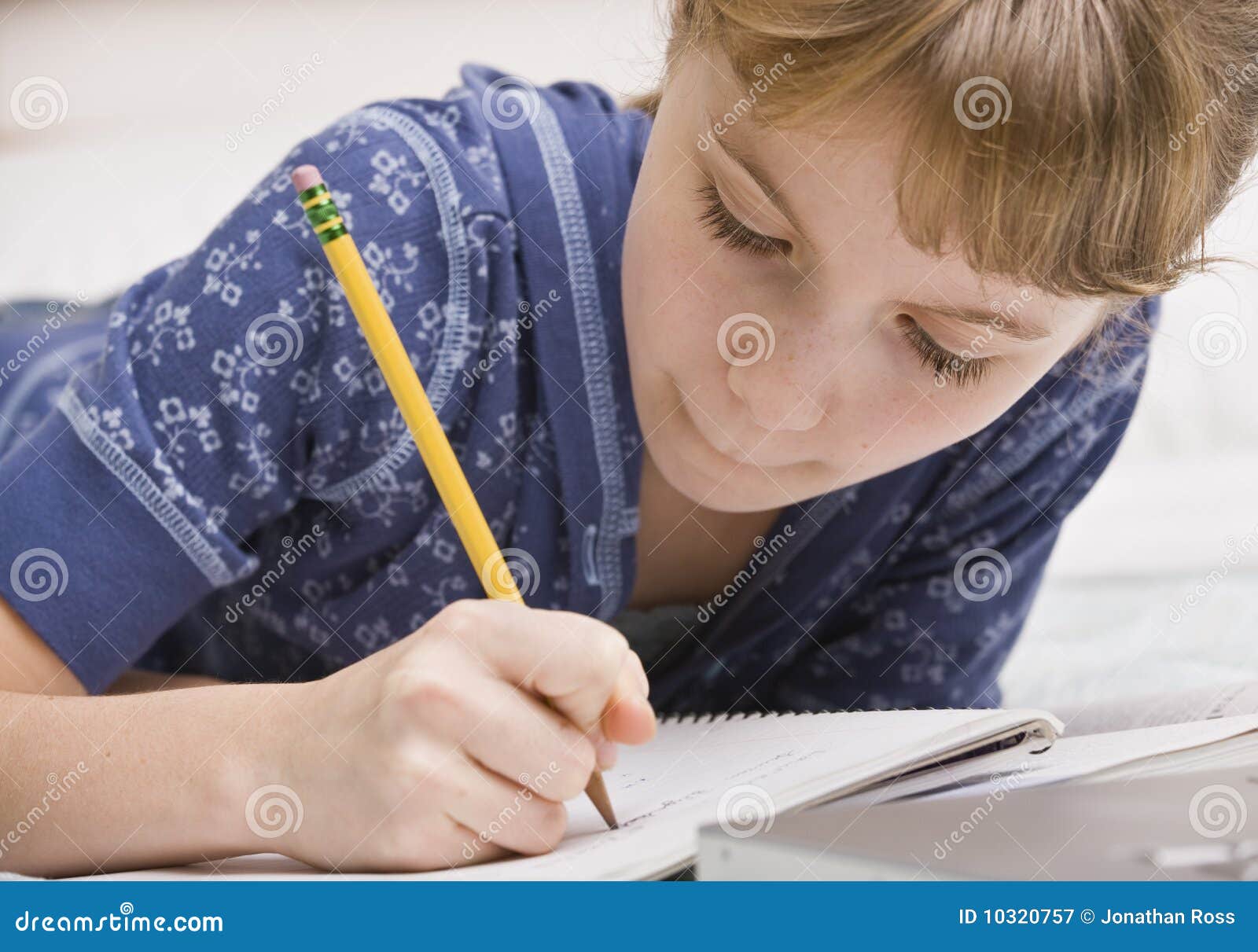 Young Girl Writing stock image. Image of casual, pupil - 10320757