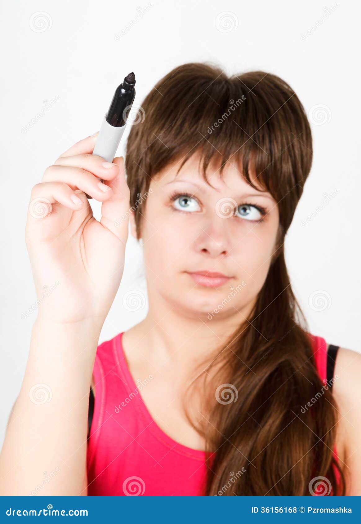 Young Girl Writing with a Black Marker Stock Photo - Image of drawing ...