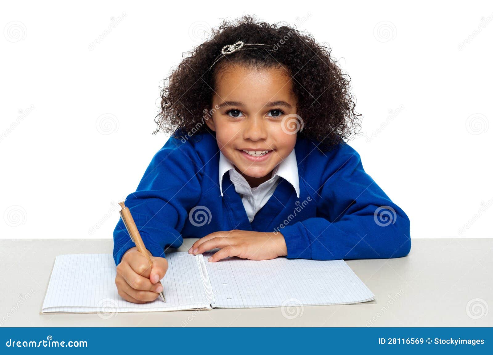 Young Girl Writing Copying Notes Stock Image - Image of beautiful ...
