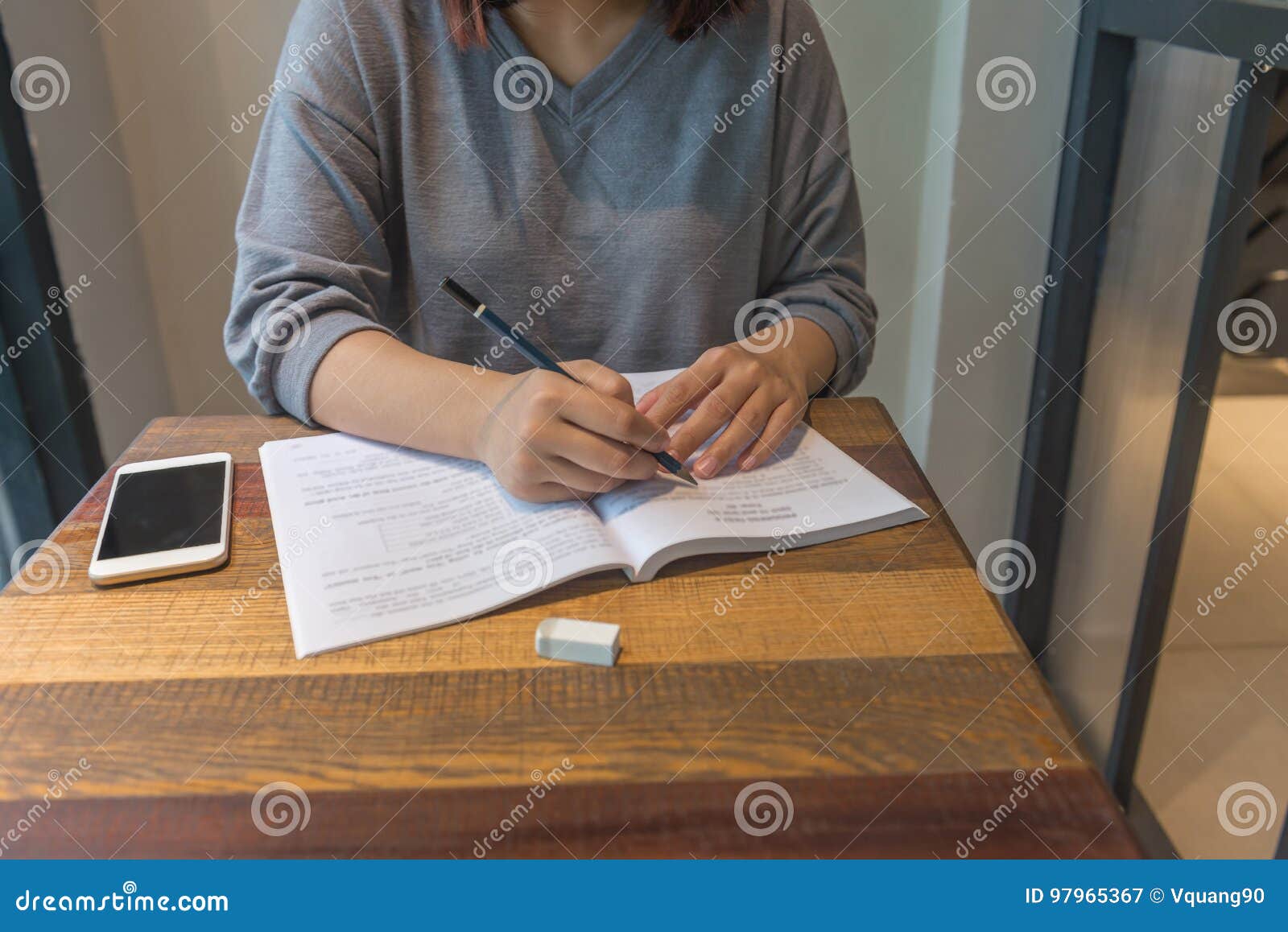 Young Girl Writing Notes, Take Note, Doing Homework Stock Image - Image ...
