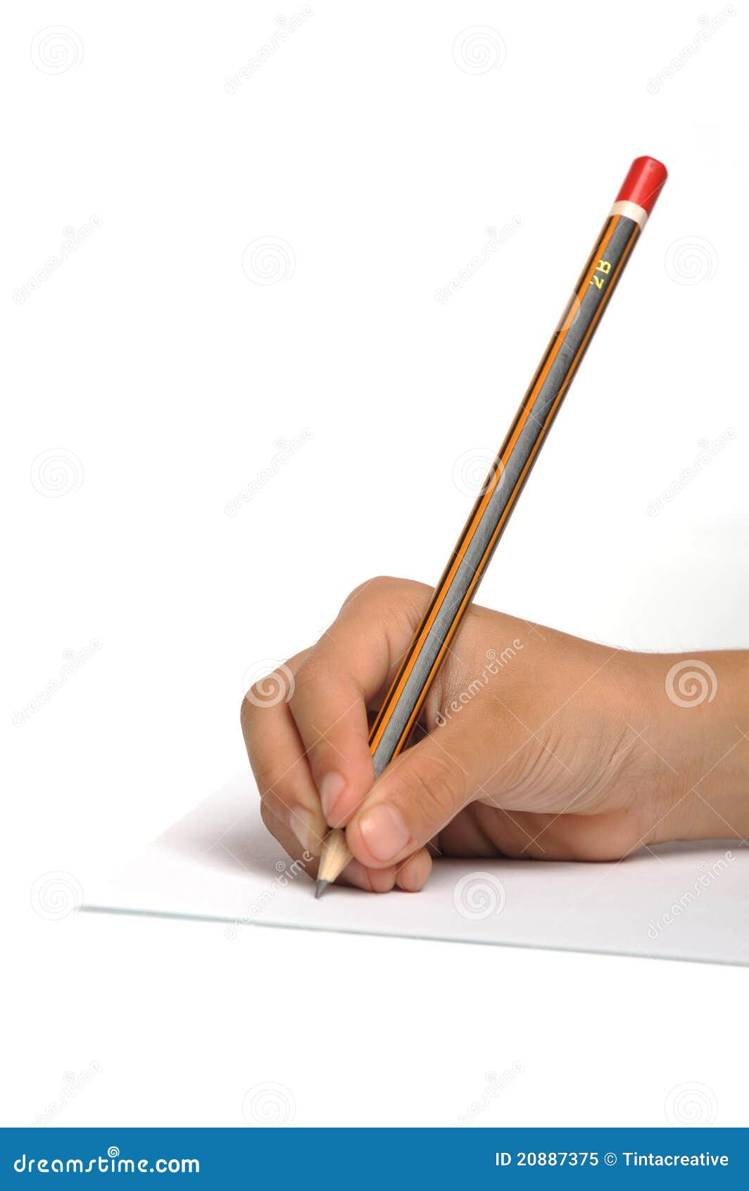 Young Girl Writing on Paper Using Pencils Stock Image - Image of work ...