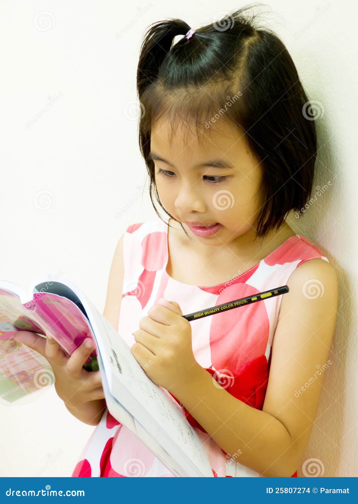 Young Girl Writing and Reading Stock Photo - Image of female, girl ...