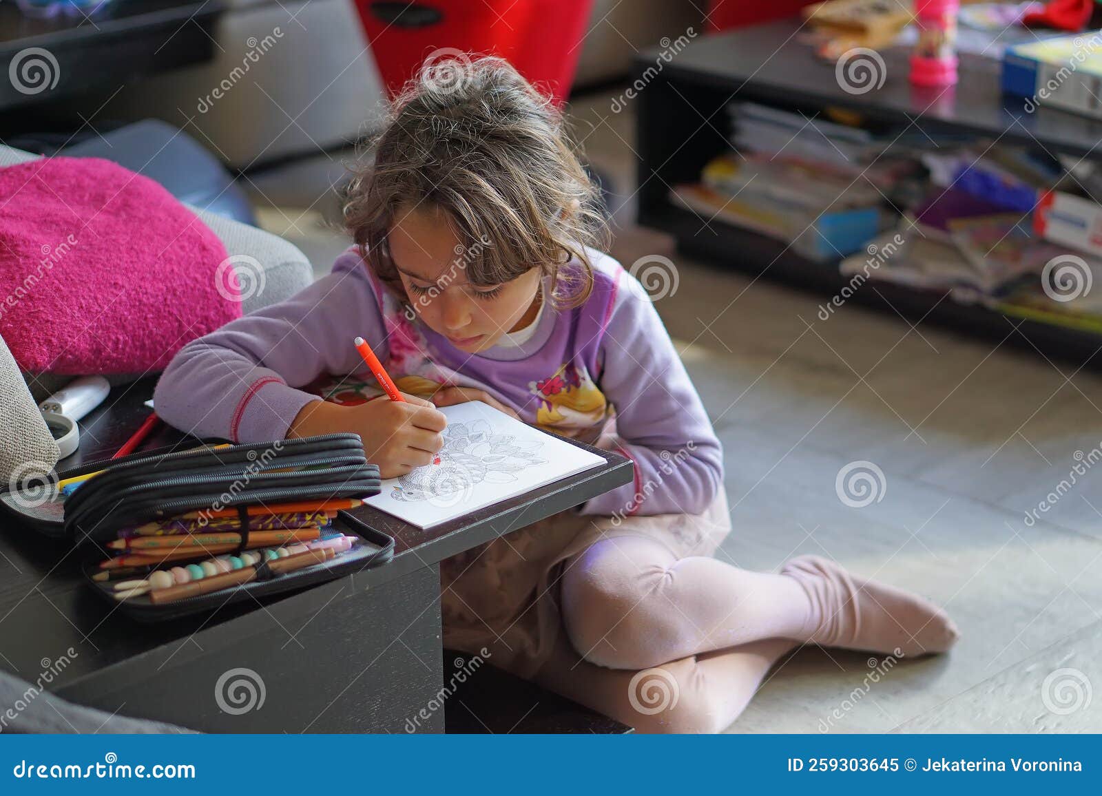 Young Girl 6-7 Years Old Drawing Stock Image - Image of small, female ...