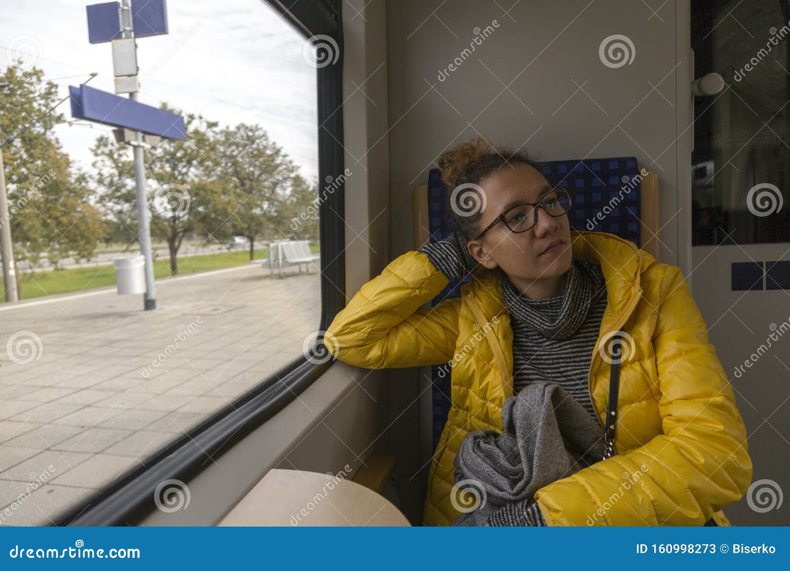 Young girl in the train stock image. Image of traveler - 160998273