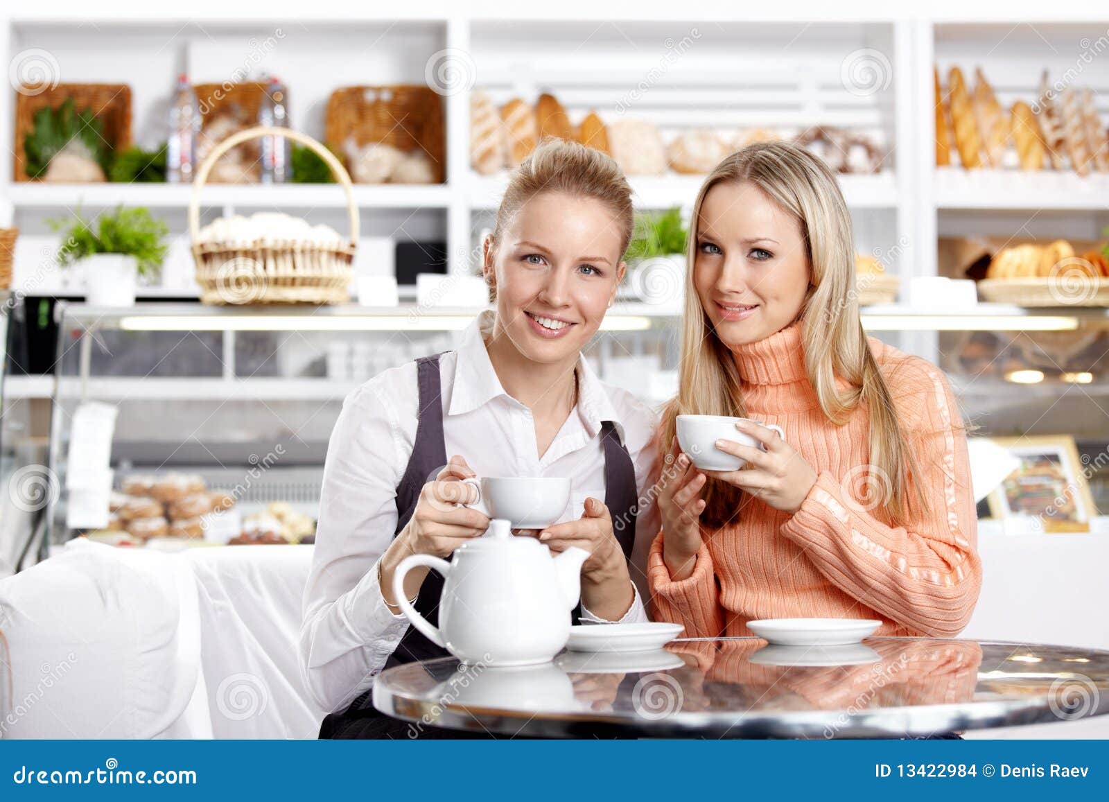Young girls in cafe stock photo. Image of cheerful, relaxation - 13422984