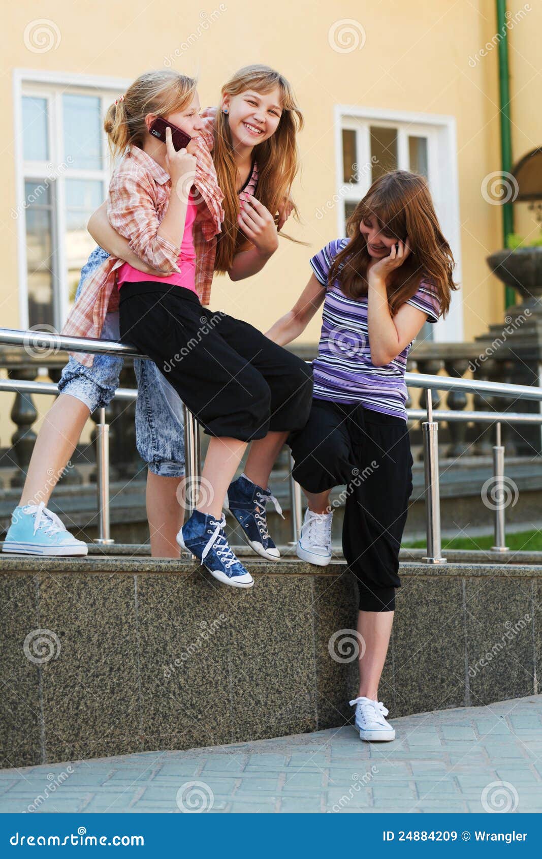 Young Girls Calling on the Phones Stock Image - Image of active, call ...