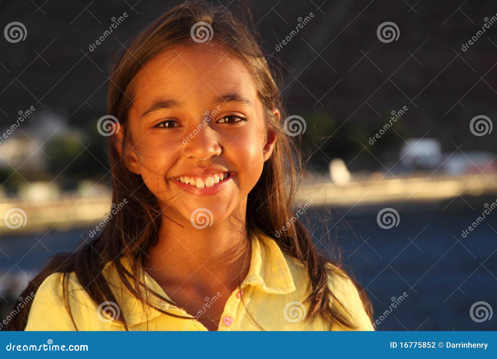 Young Girls Cute Windswept Smile in Evening Light Stock Photo - Image ...