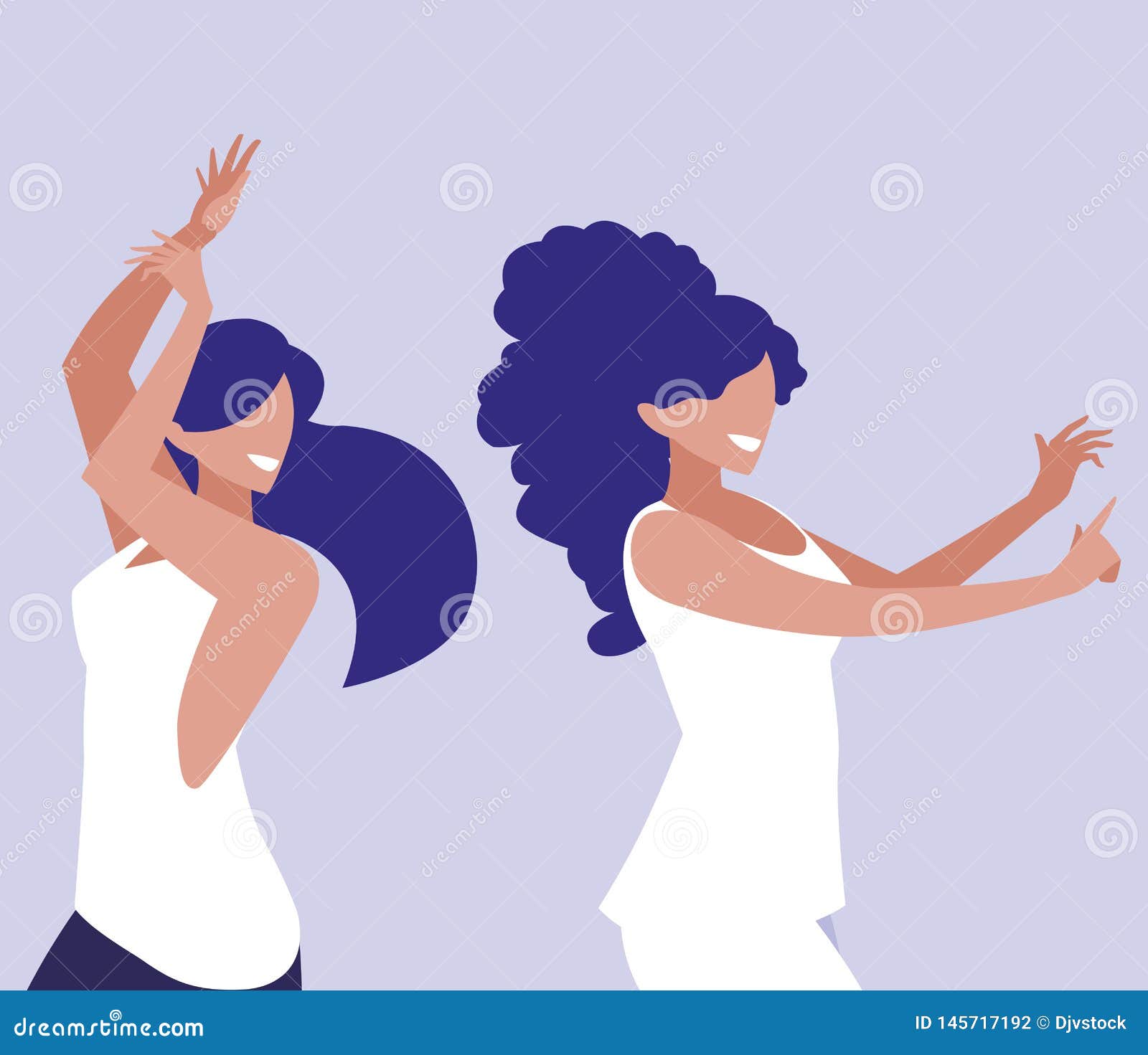 Young Girls Dancing Characters Stock Illustration - Illustration of ...