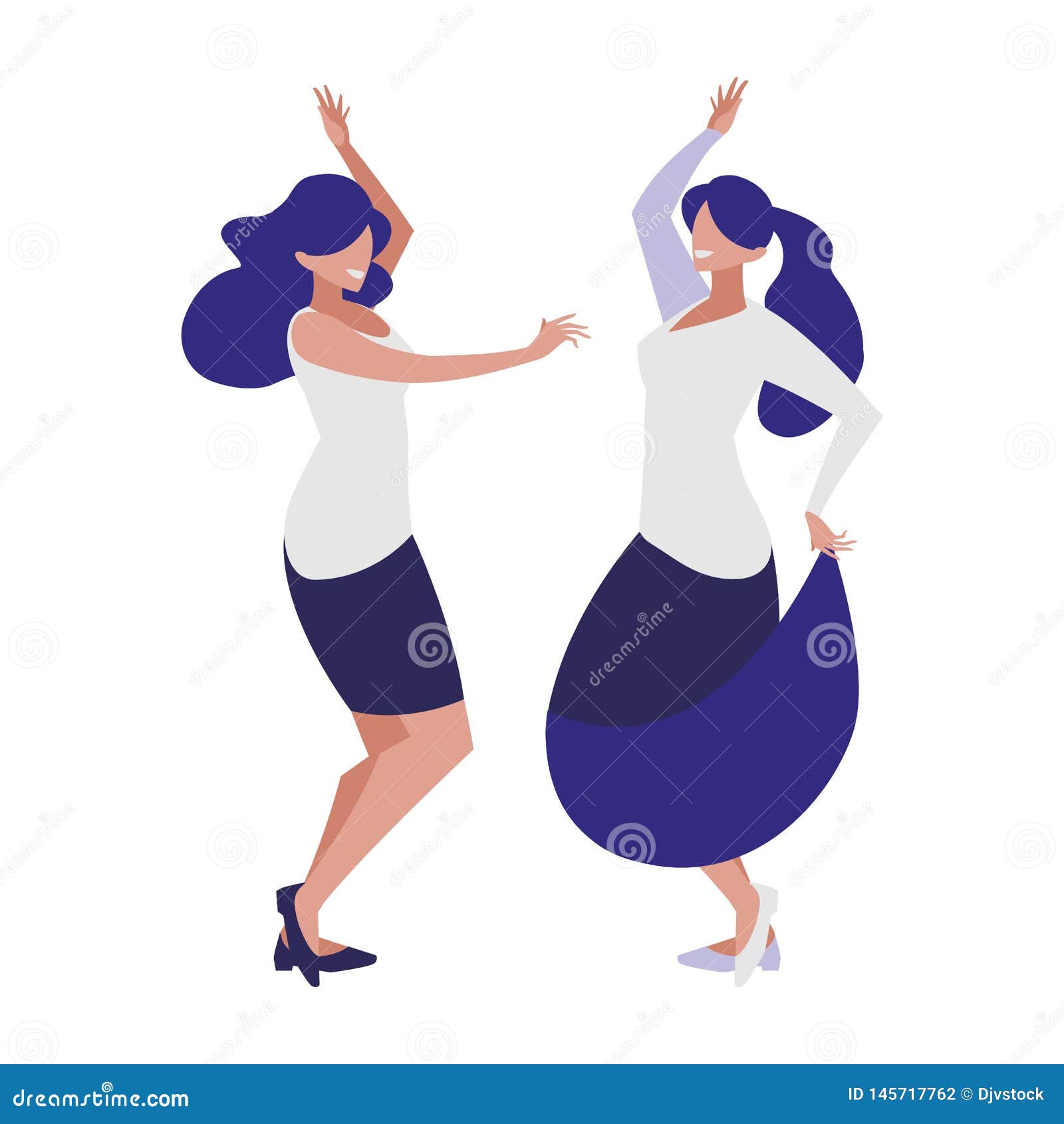 Young Girls Dancing Characters Stock Illustration - Illustration of ...