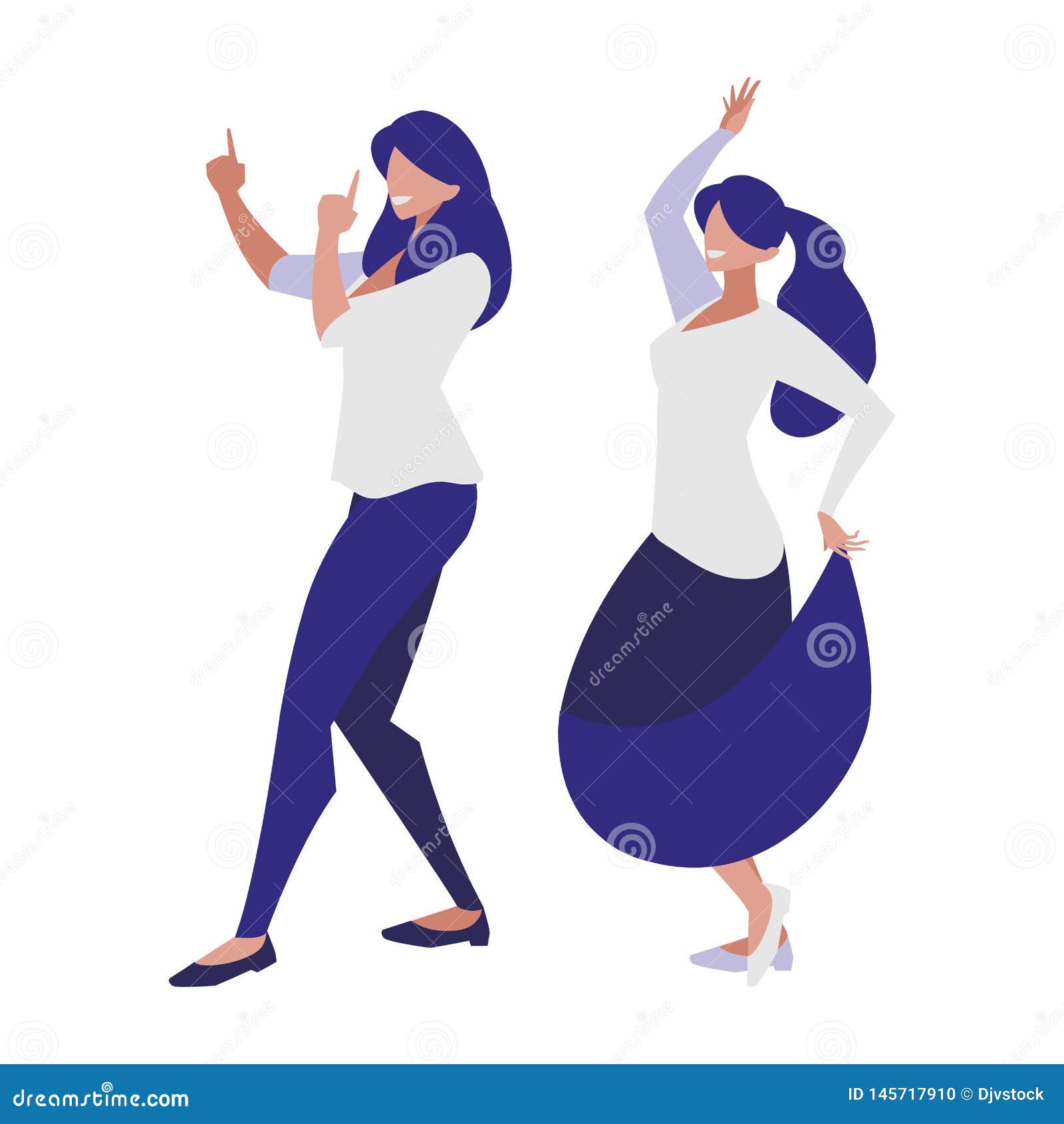 Young Girls Dancing Characters Stock Illustration - Illustration of ...