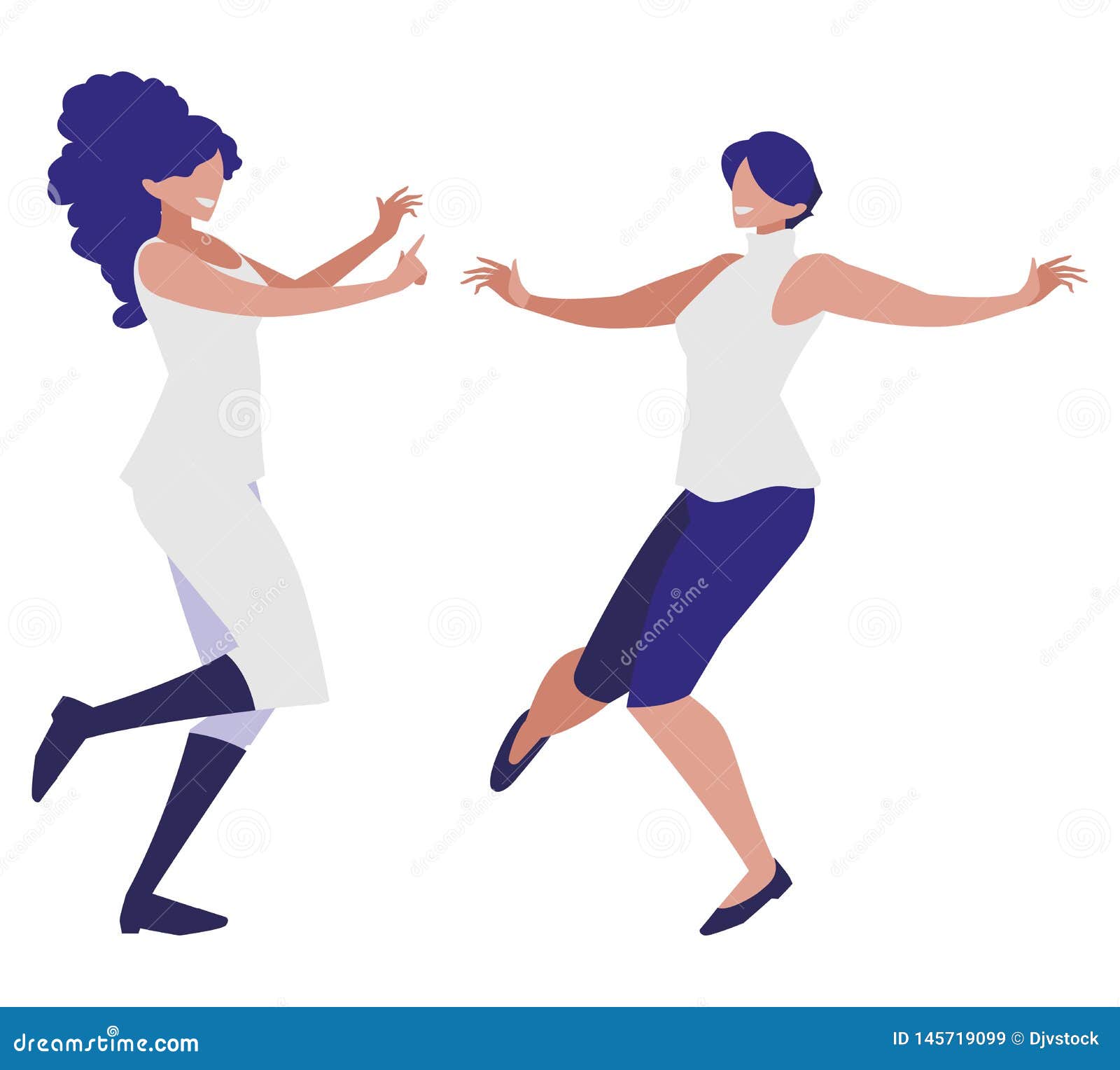 Young Girls Dancing Characters Stock Illustration - Illustration of ...