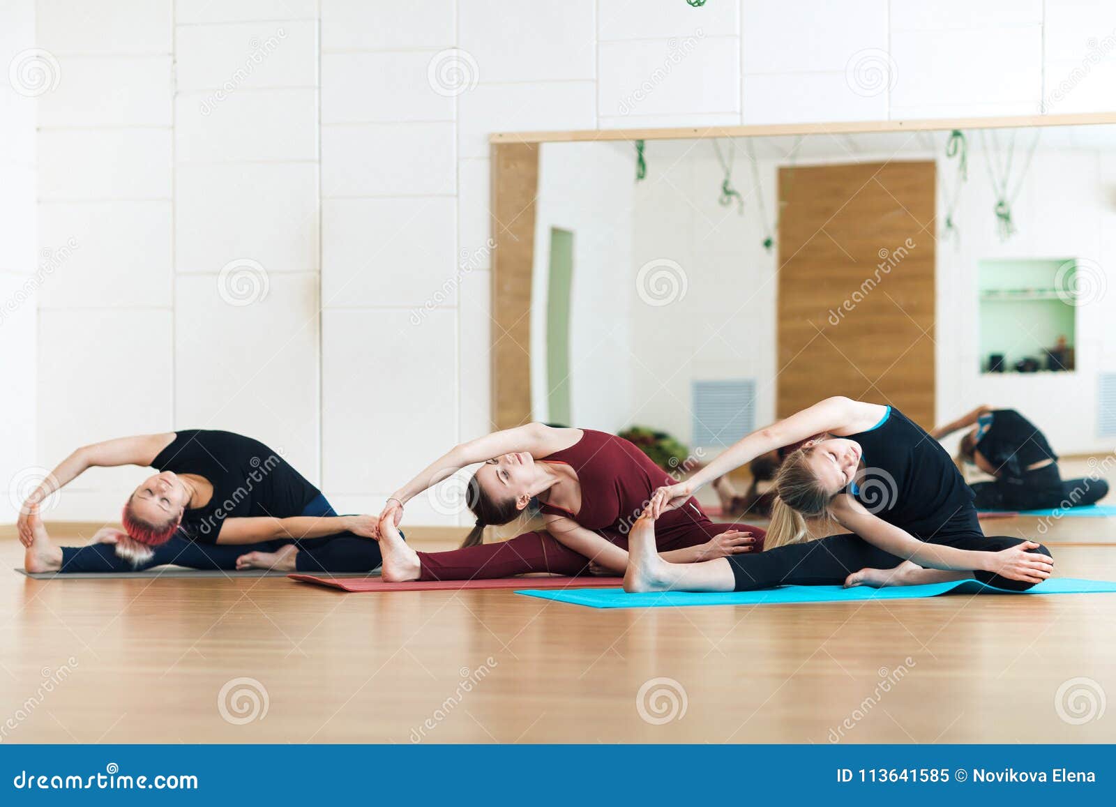 Young Girls Doing Flexibility Exercise, Class of Body Balance. Stock ...
