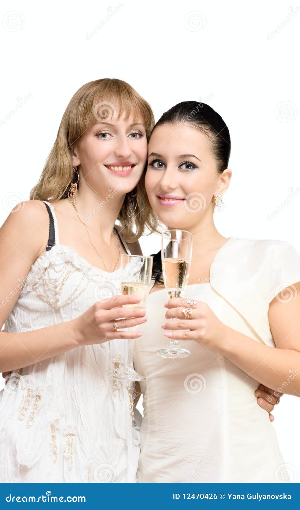 Young Girls Drinking Champagne Stock Photo - Image of isolated ...