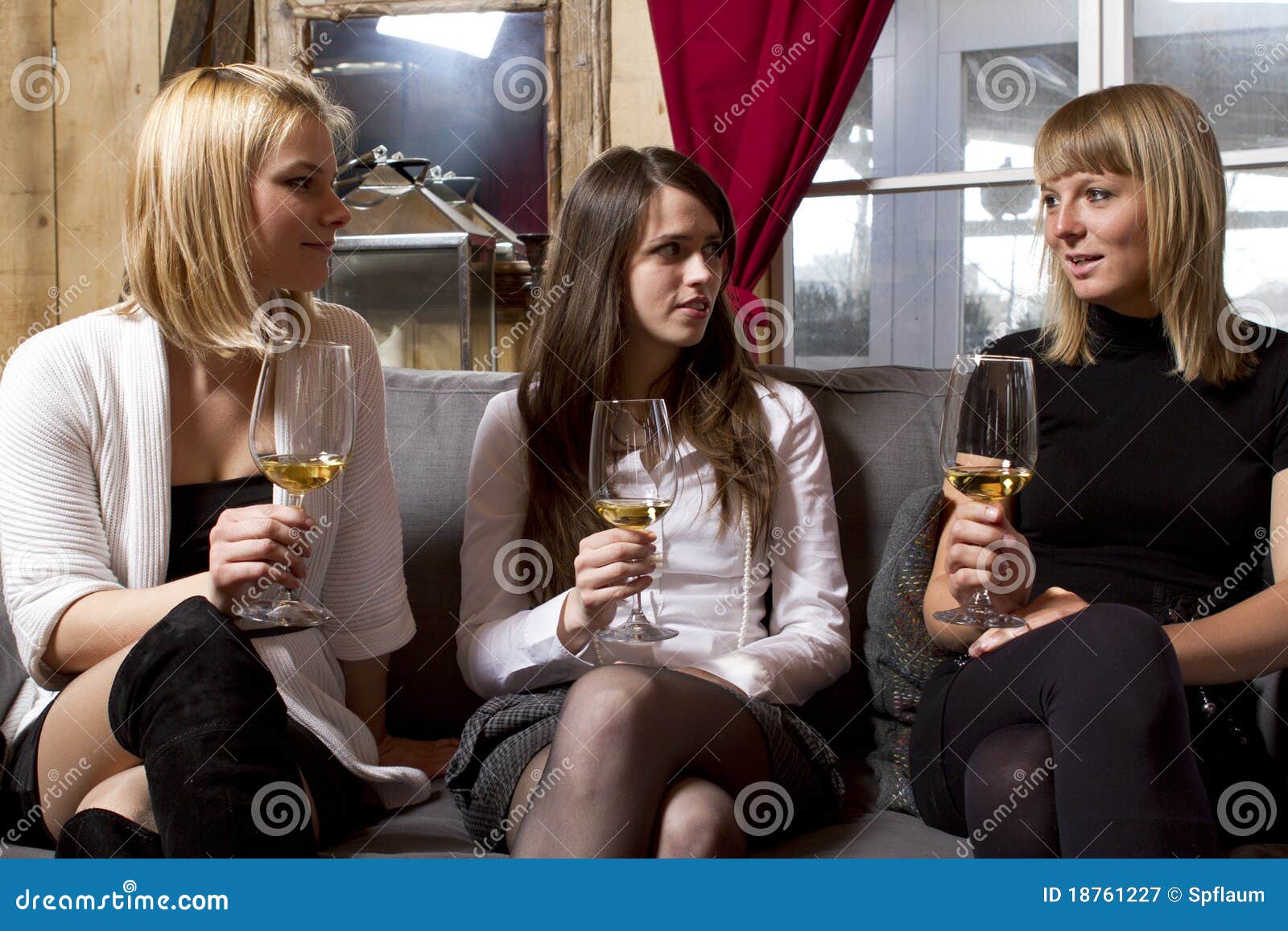 Young Girls Having Dinner in Fancy Restaurant Stock Image - Image of ...