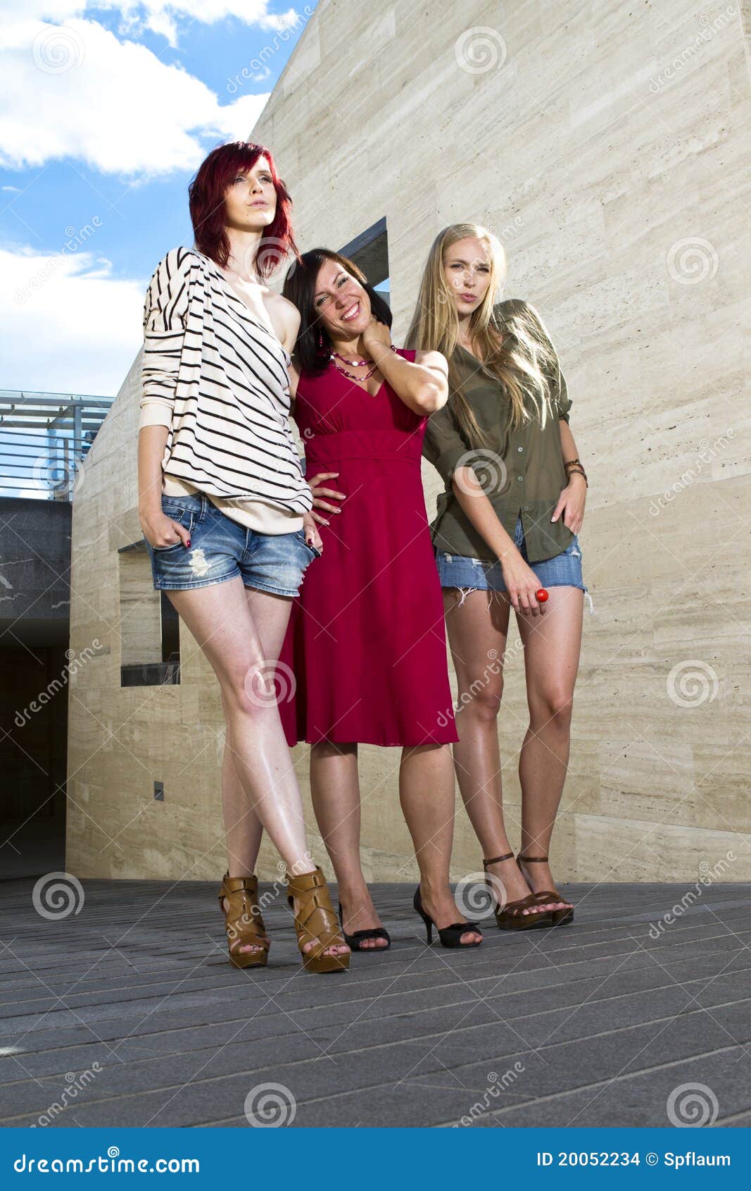 Young girls posing stock photo. Image of three, brunette - 20052234