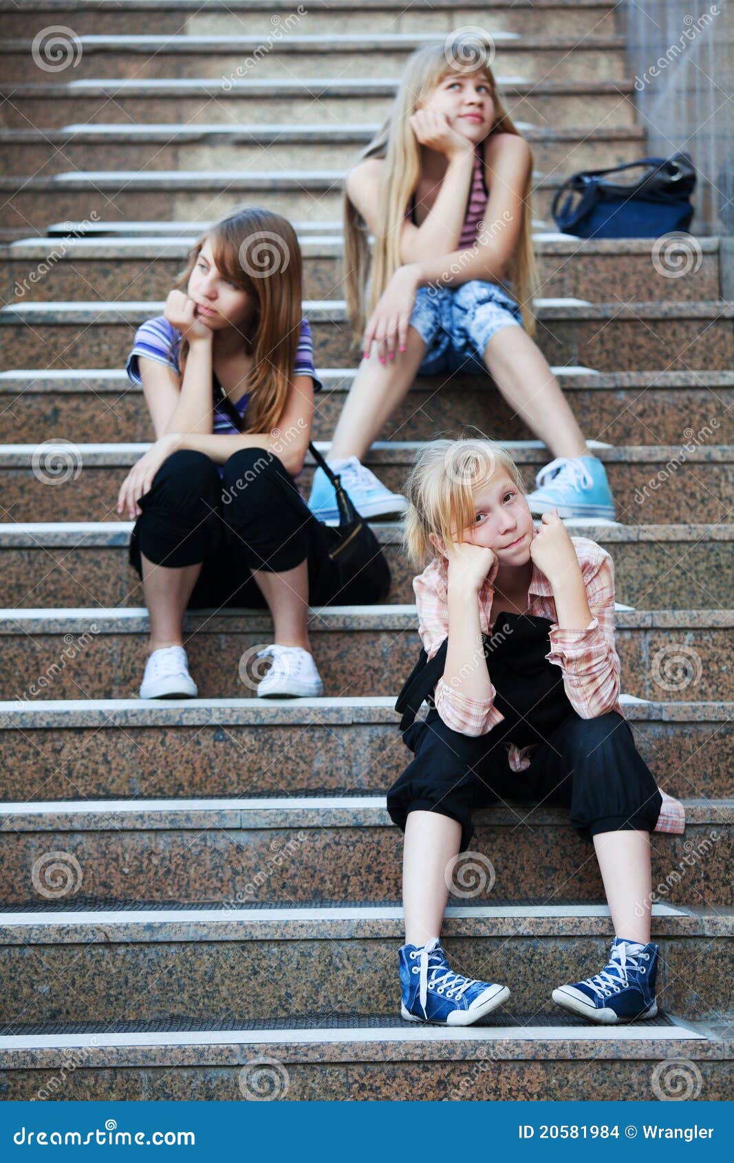 Young Girls Sitting on a Steps Stock Photo - Image of lifestyle, person ...