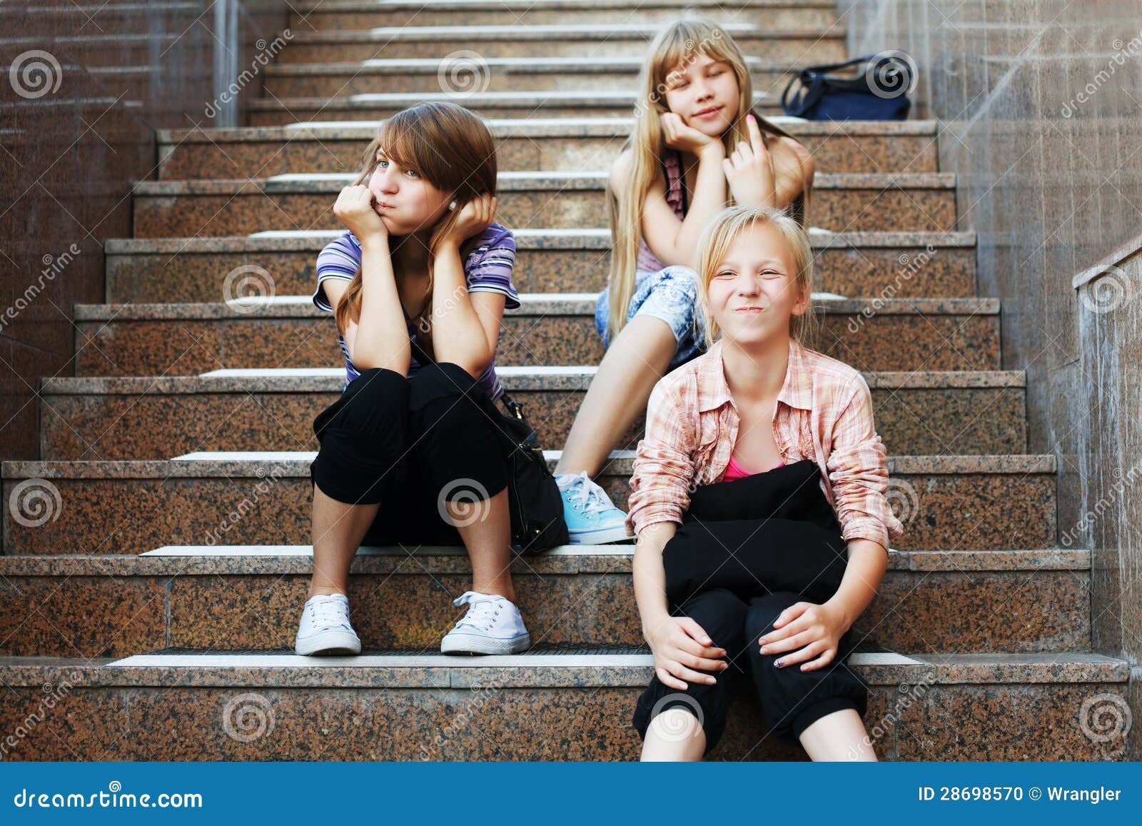 Teen Girls Sitting on the Steps Stock Photo - Image of outside, life ...