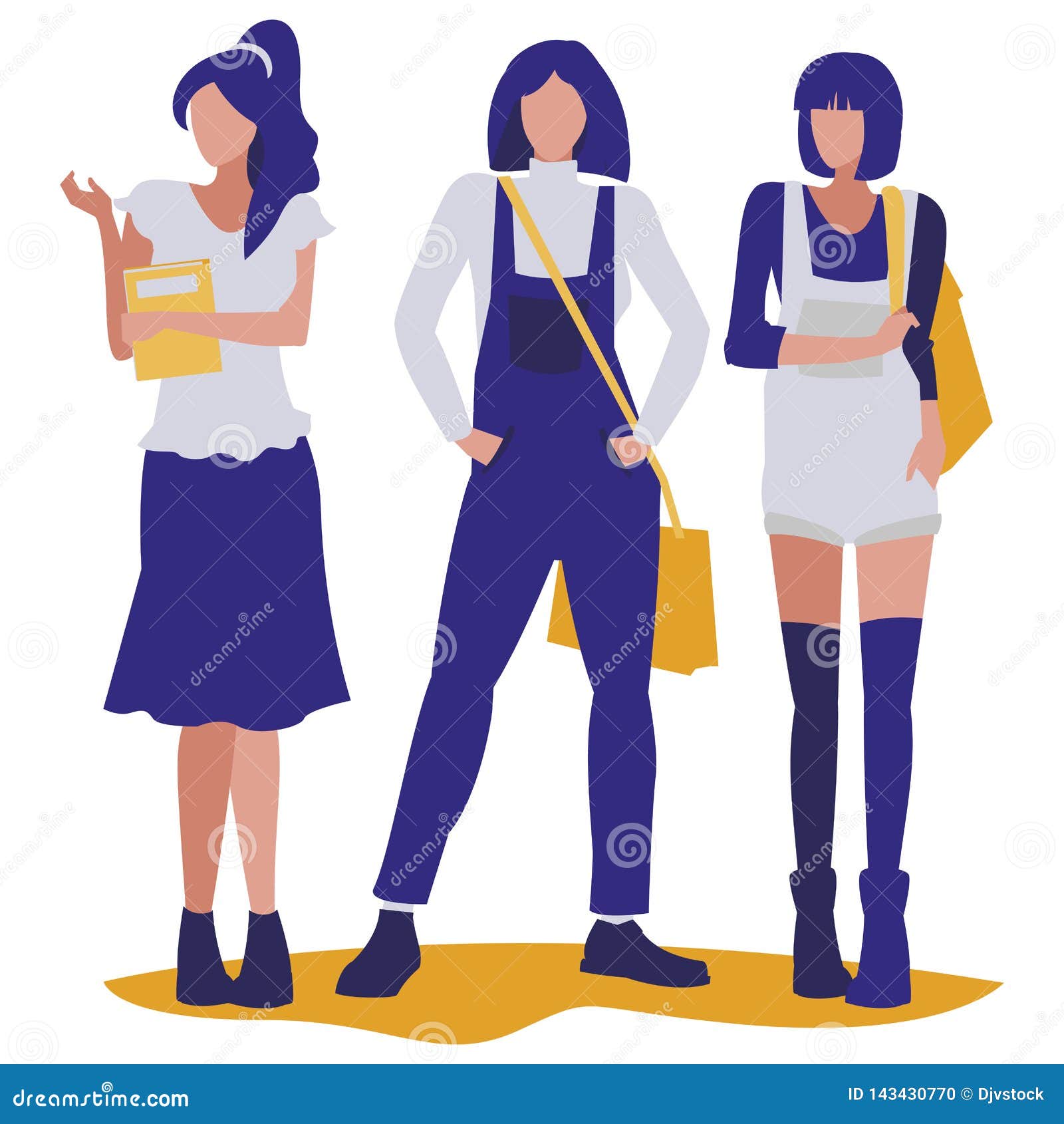 Young Girls Students Modeling Stock Illustration - Illustration of ...