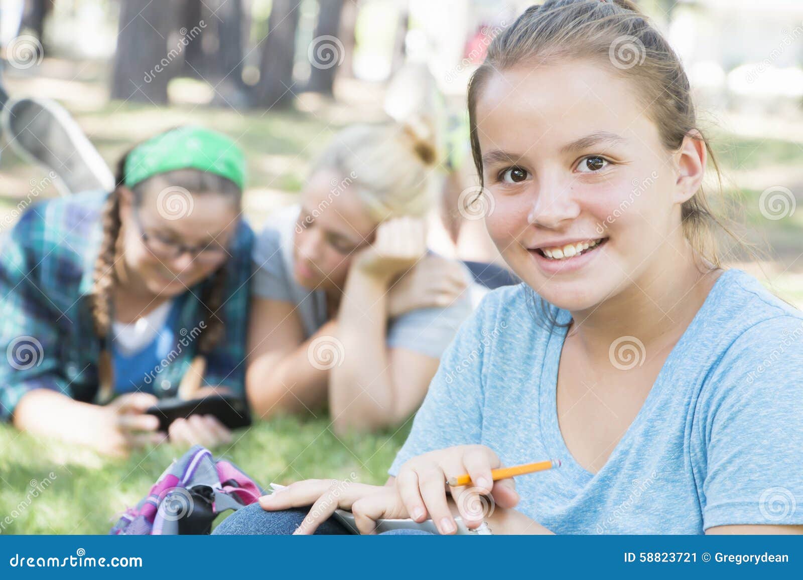 Young Girls Studying stock image. Image of isolated, kids - 58823721