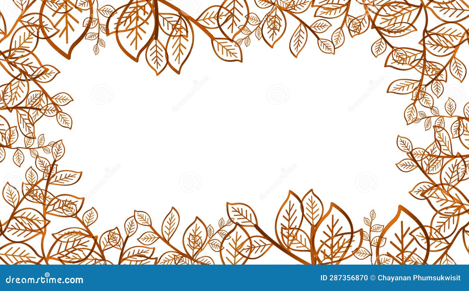 Young Glow Transparent Leaves Copper Rust Color Border on Isolated ...