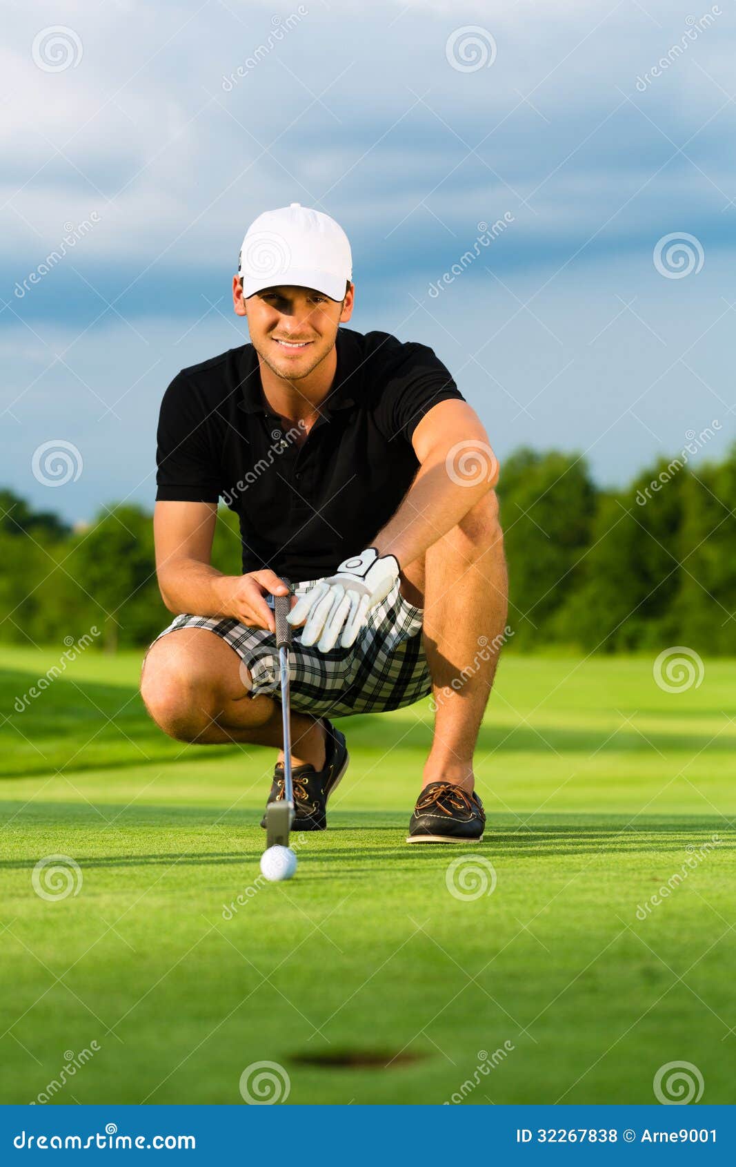 Young Golf Player on Course Putting Stock Photo - Image of people ...