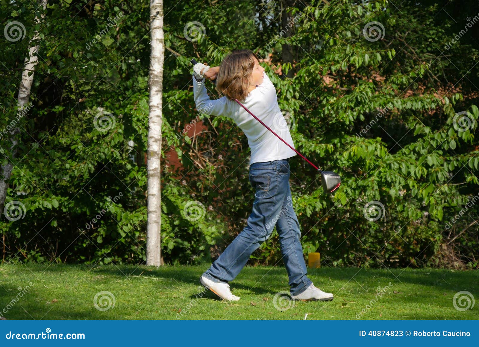 Young Golfer Performs a Golf Shot Stock Image - Image of young, golfer ...