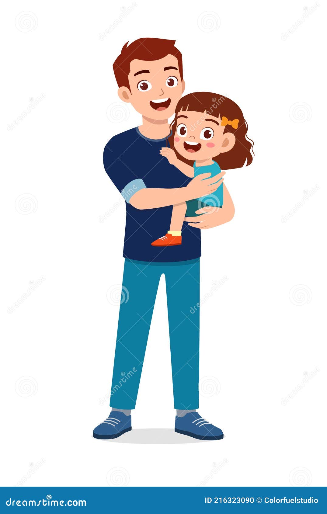 Young Good Looking Father Carry Cute Kid Stock Vector - Illustration of ...