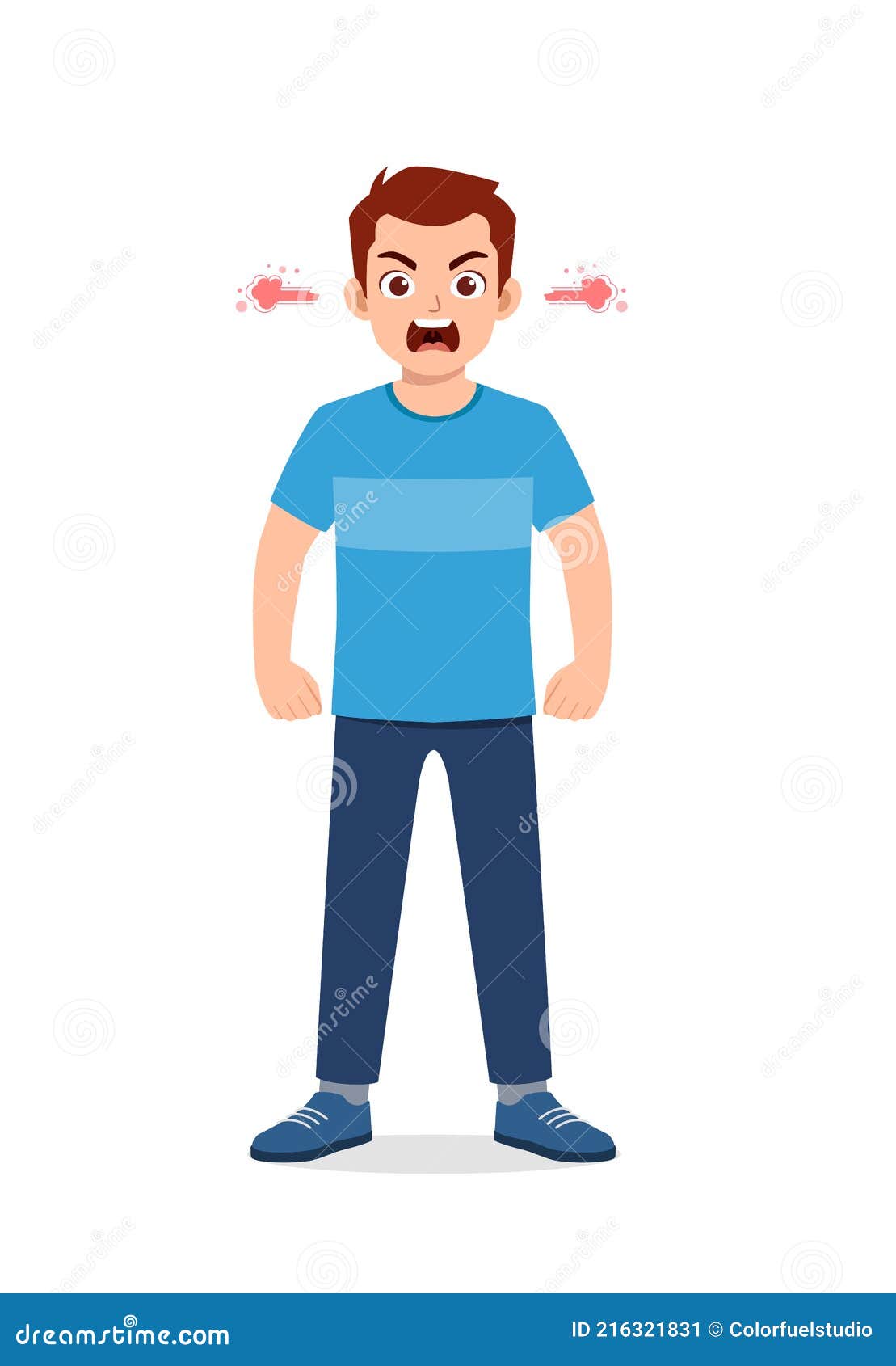 Young Good Looking Man Get Angry and Scream Stock Vector - Illustration ...