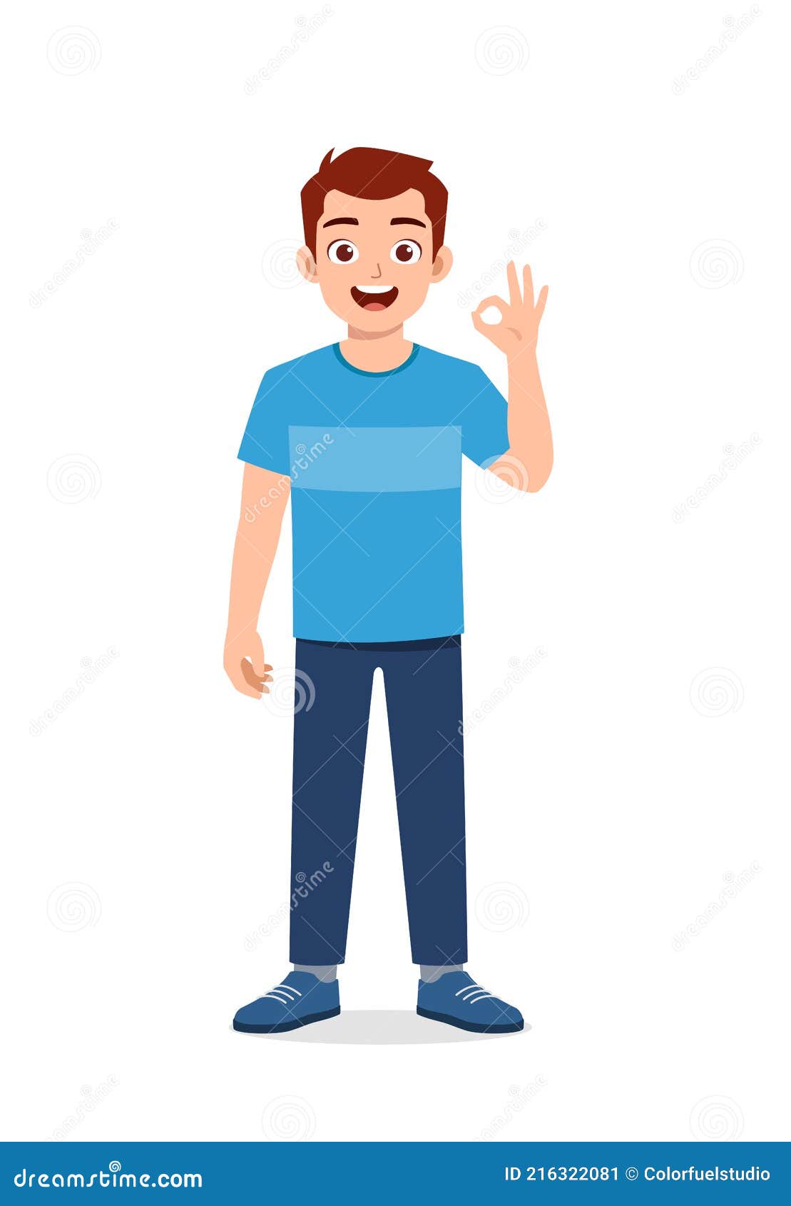 Young Good Looking Man Shows Ok Gesture Stock Vector - Illustration of ...
