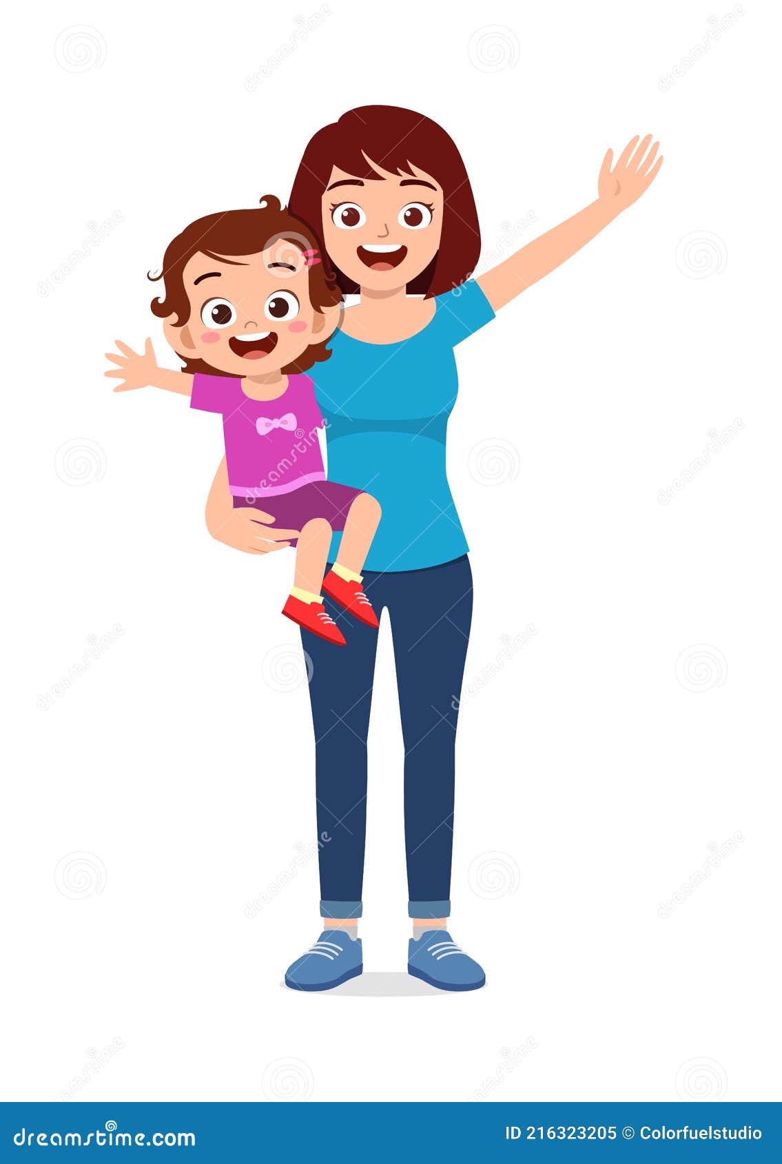 Young Good Looking Mother Carry Cute Kid Stock Vector - Illustration of ...