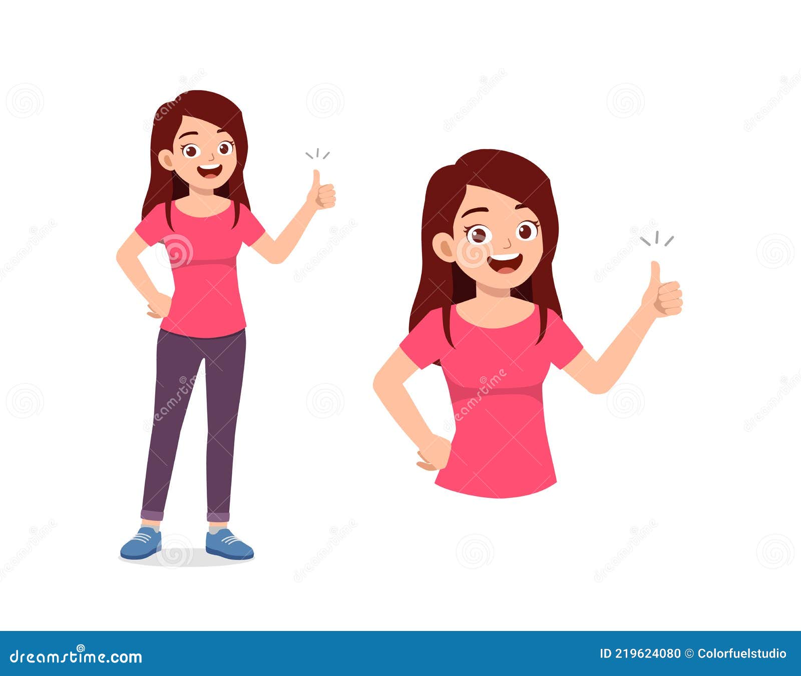 Young Good Looking Woman Doing Thumb Up Pose Stock Vector ...