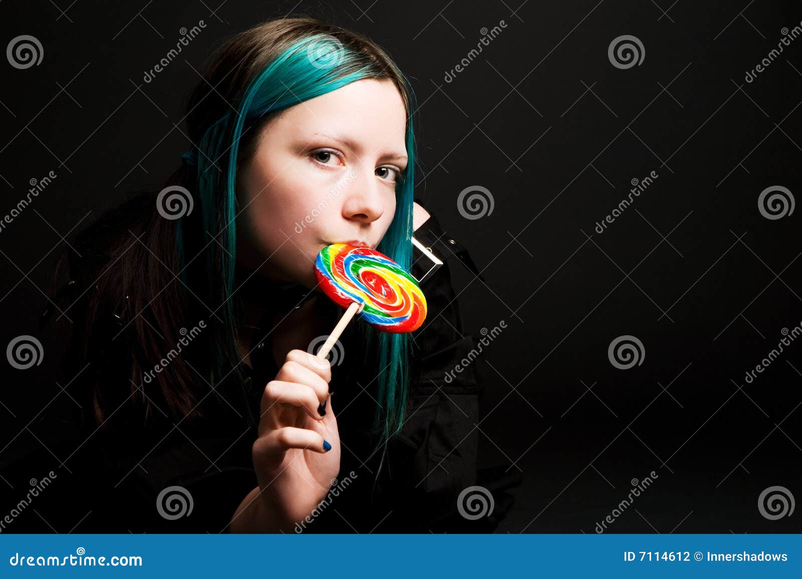 Young goth stock photo. Image of eating, female, person - 7114612