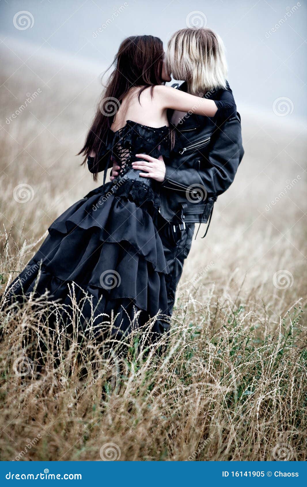 Young Goth Couple Kissing Outdoors Stock Image - Image of female ...