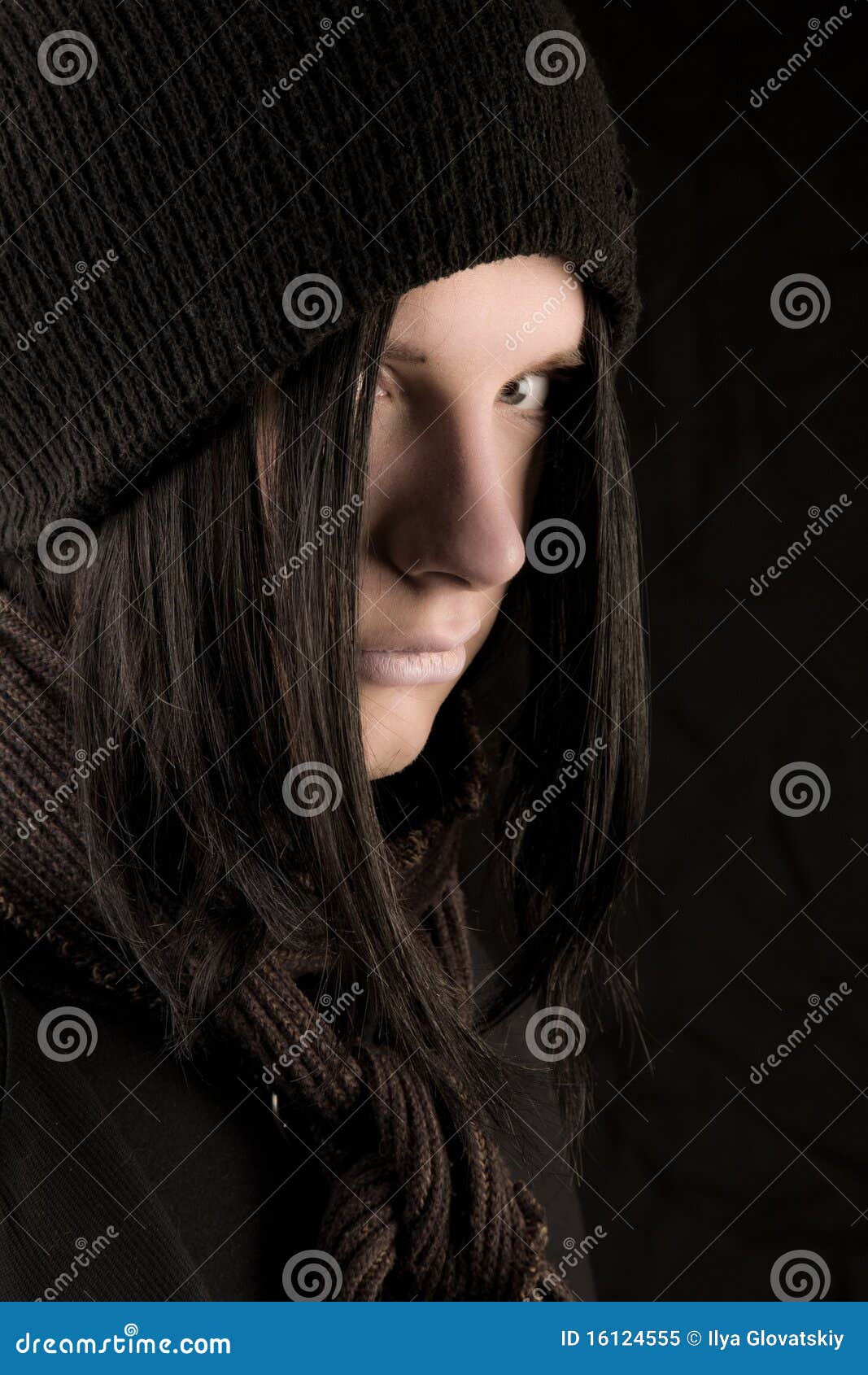 Young goth man on black stock image. Image of dark, face - 16124555