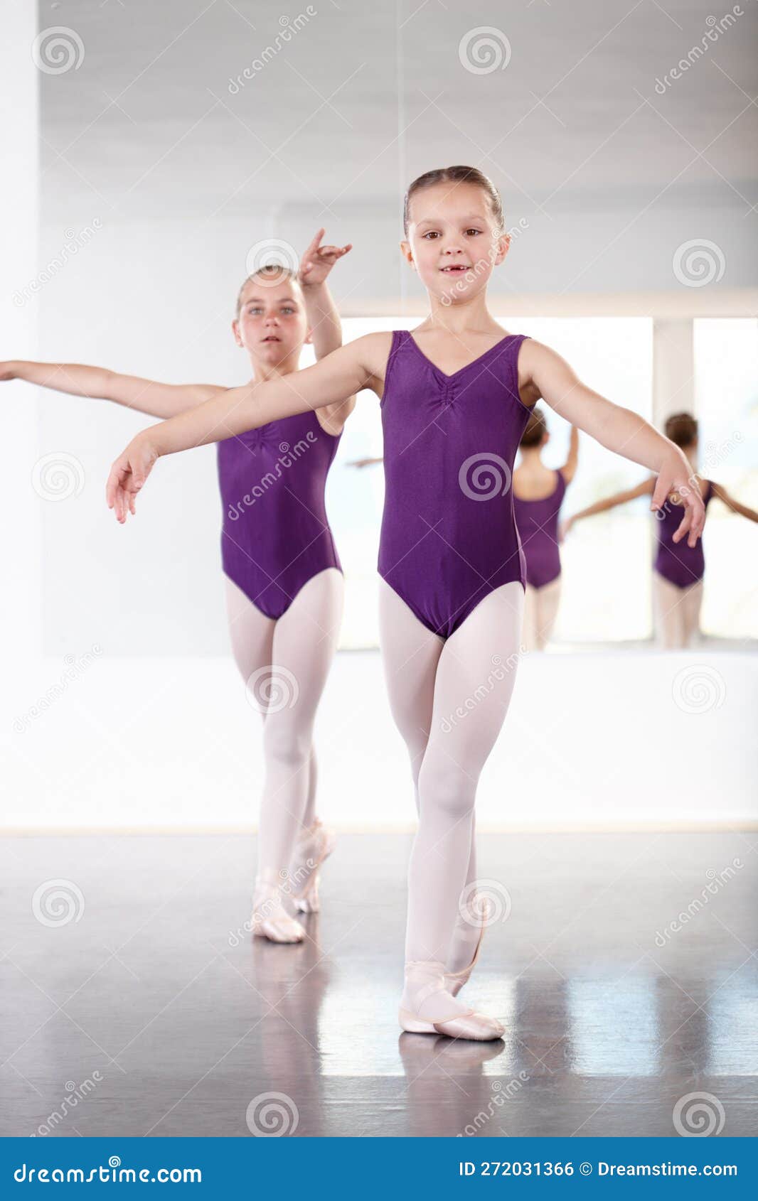 Young and Graceful. Two Young Girls Dancing in a Ballet Studio. Stock ...