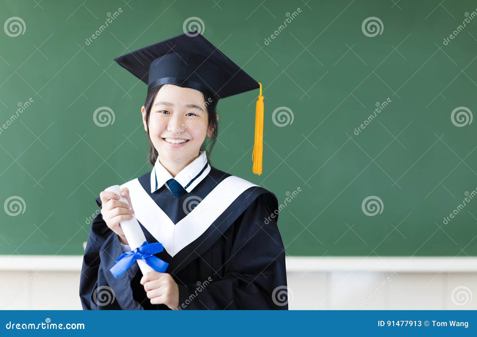 Young Graduation Student in Her Classroom Stock Image - Image of people ...