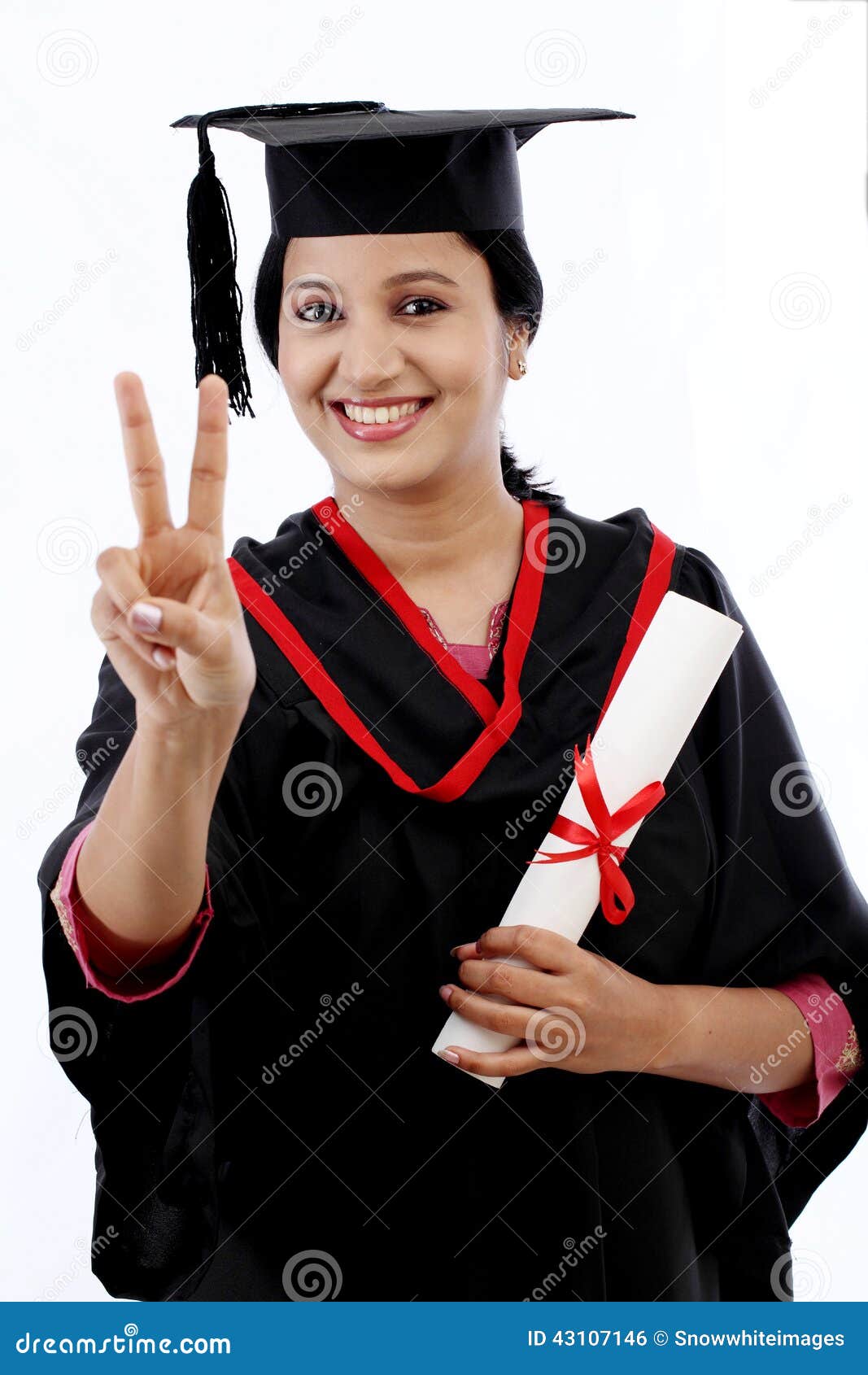 Young Graduation Student Making Thumbsup Gesture Stock Photo - Image of ...