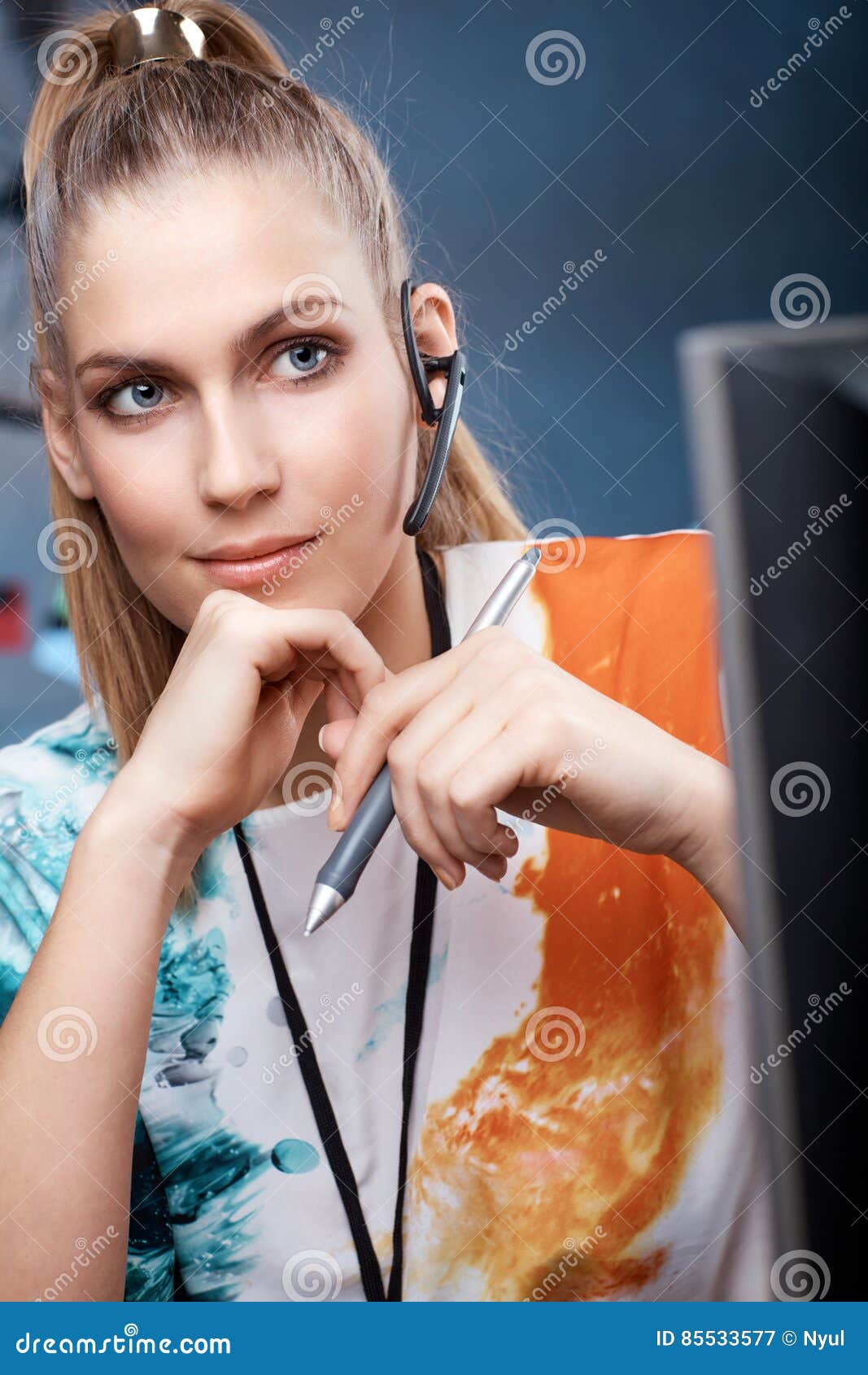 Young Graphic Artist Working with Computer Stock Image - Image of ...