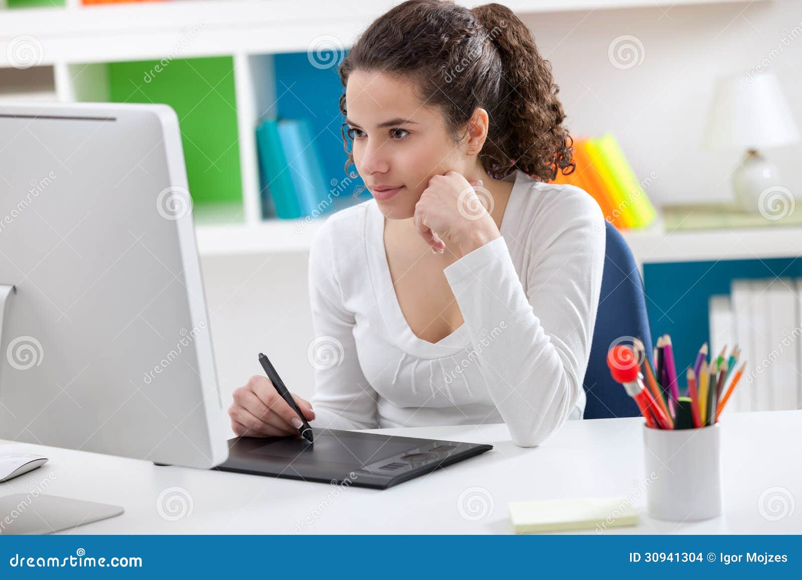 Young Graphic Designer Working Stock Photo - Image of office ...