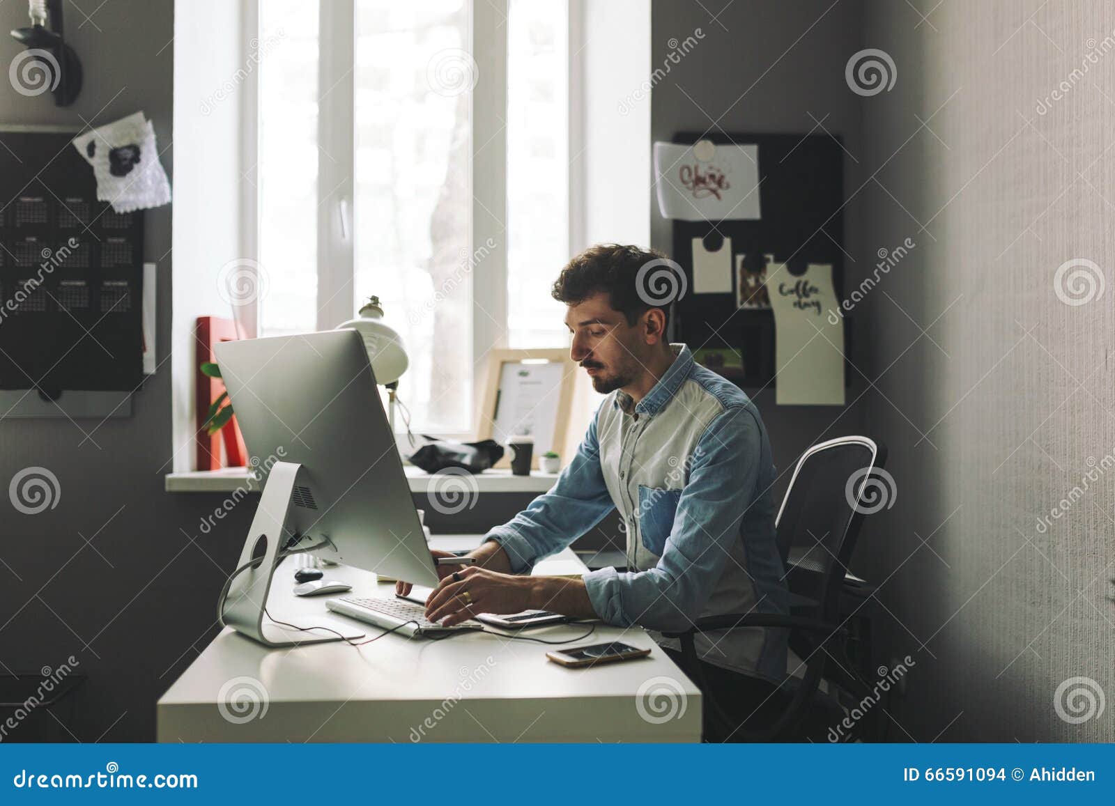 Young Graphic Designer Working in Office Stock Photo - Image of career ...