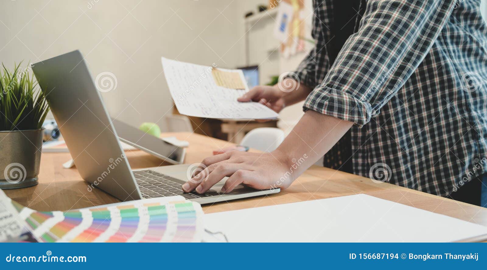 Young Graphic Designer Working with Professional Stock Photo - Image of ...