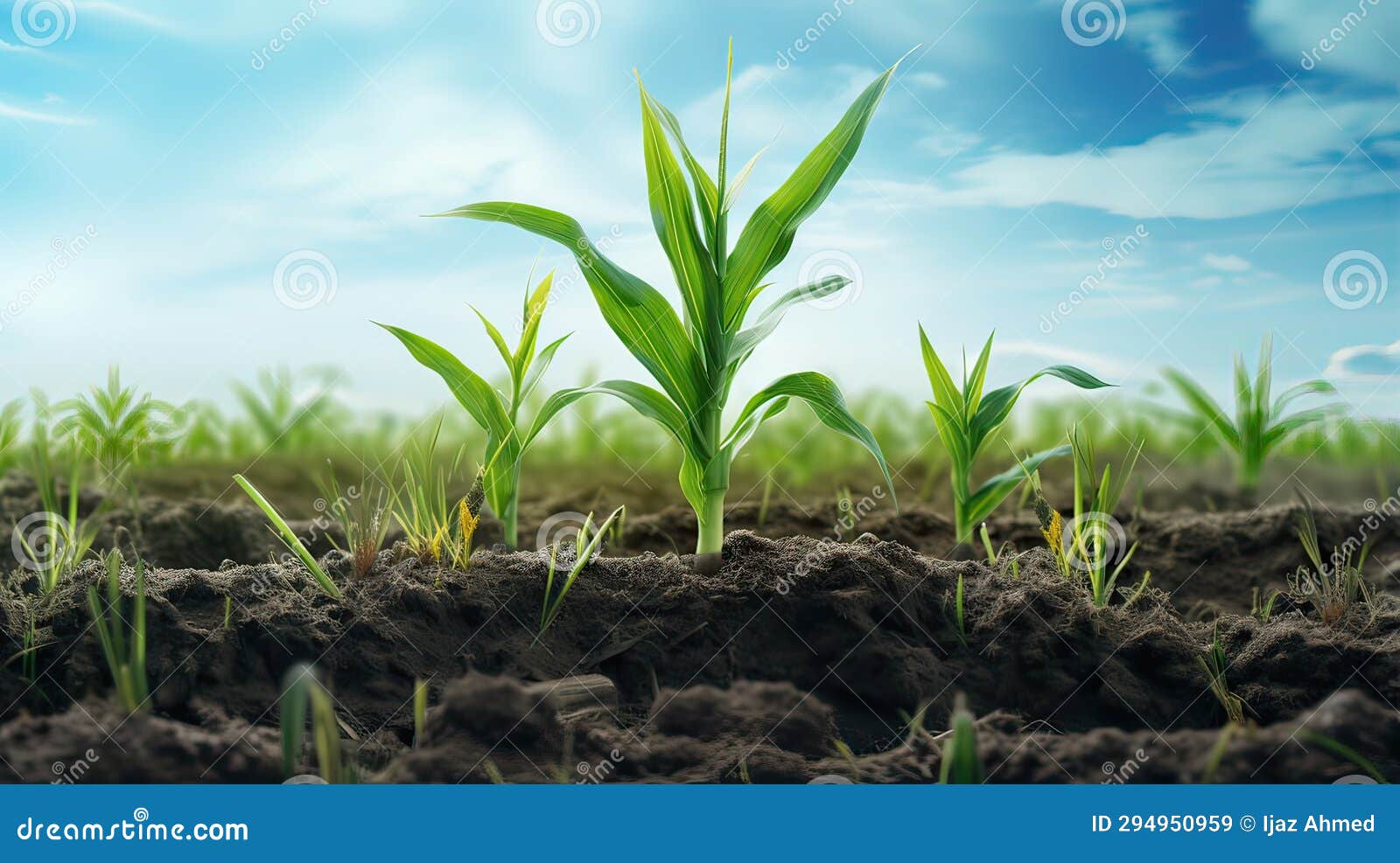 Young Green Corn Seedling Growing in the Soil Stock Image - Image of ...
