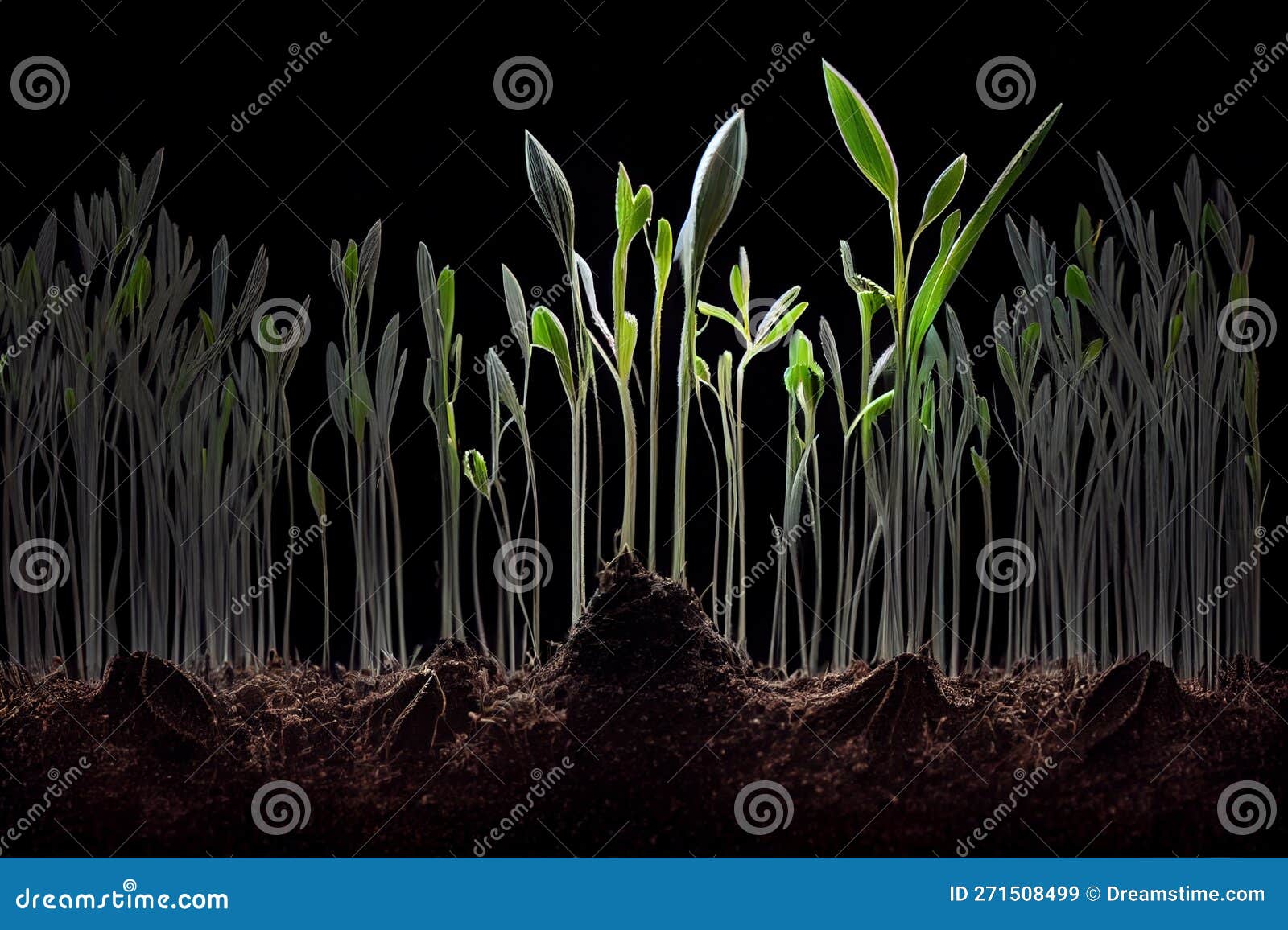 Young Green Sprouts Grow in the Ground, the Roots are Visible. AI ...