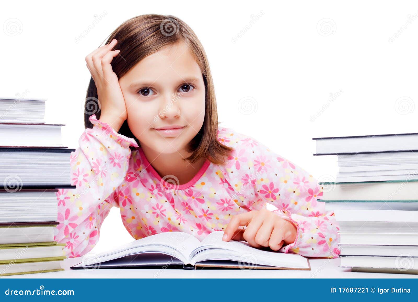Young gril reading a book stock image. Image of young - 17687221
