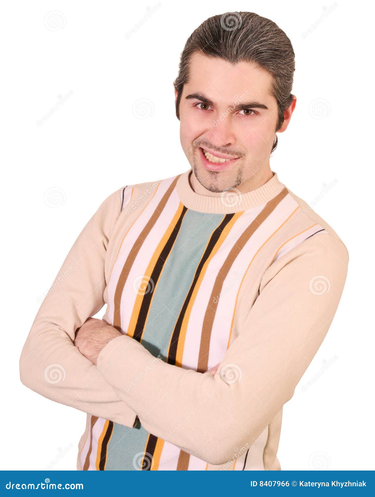 Young Grinning Handsome Male in Sweater Isolated Stock Photo - Image of ...