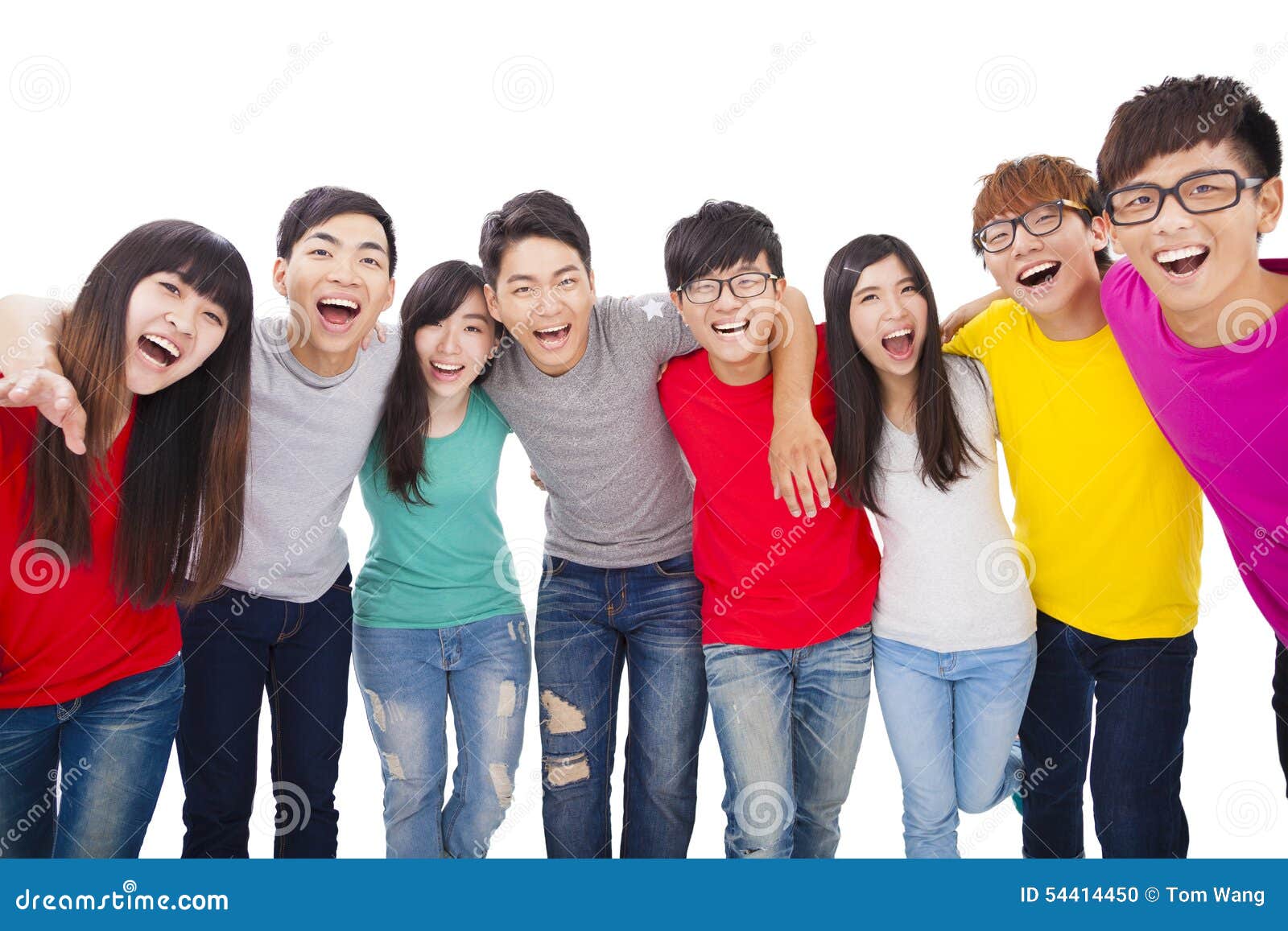Young Group with Arms Around Each Others Shoulders Stock Photo - Image ...