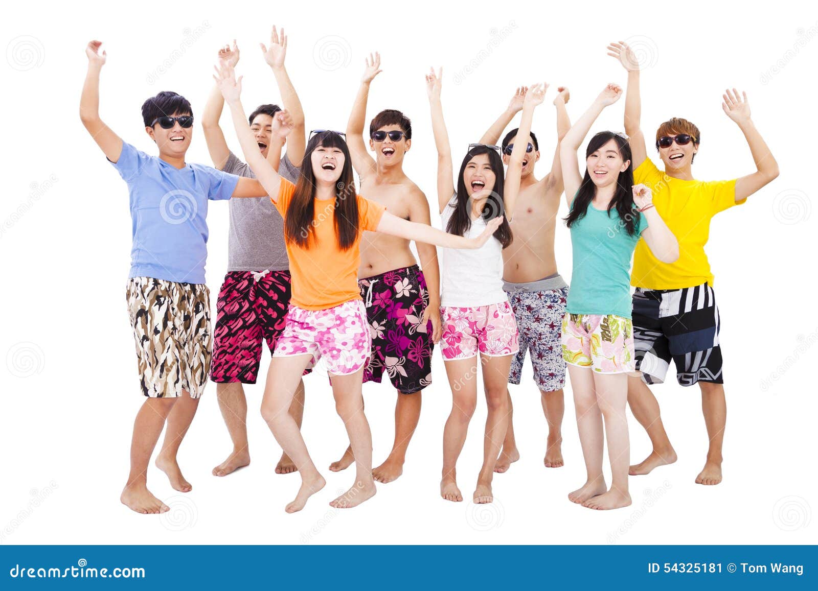 Young Group Dancing and Enjoy Summer Vacation Stock Image - Image of ...